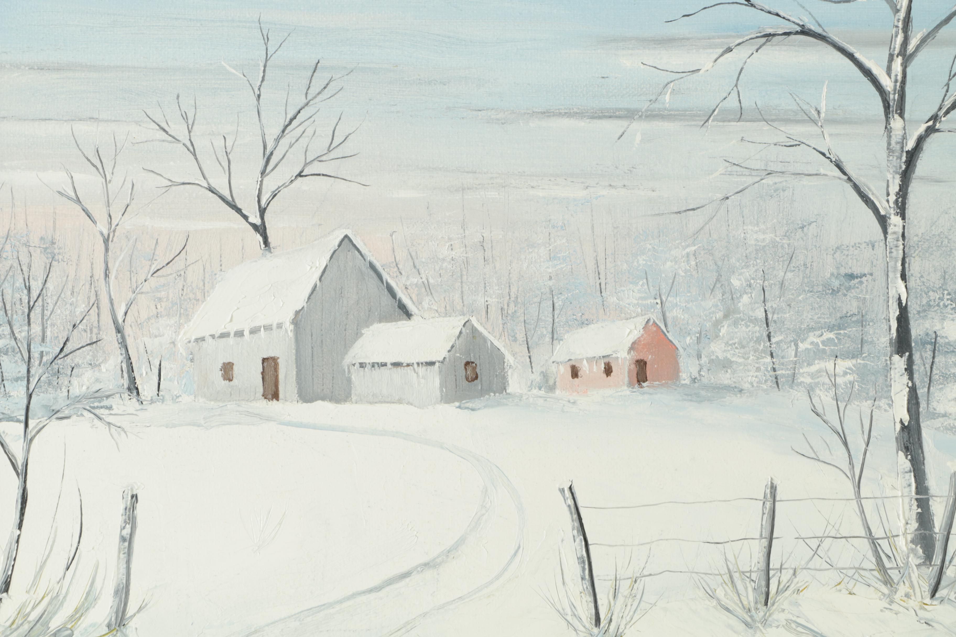 Edwards Oil Painting on Canvas of Winter Scene | EBTH