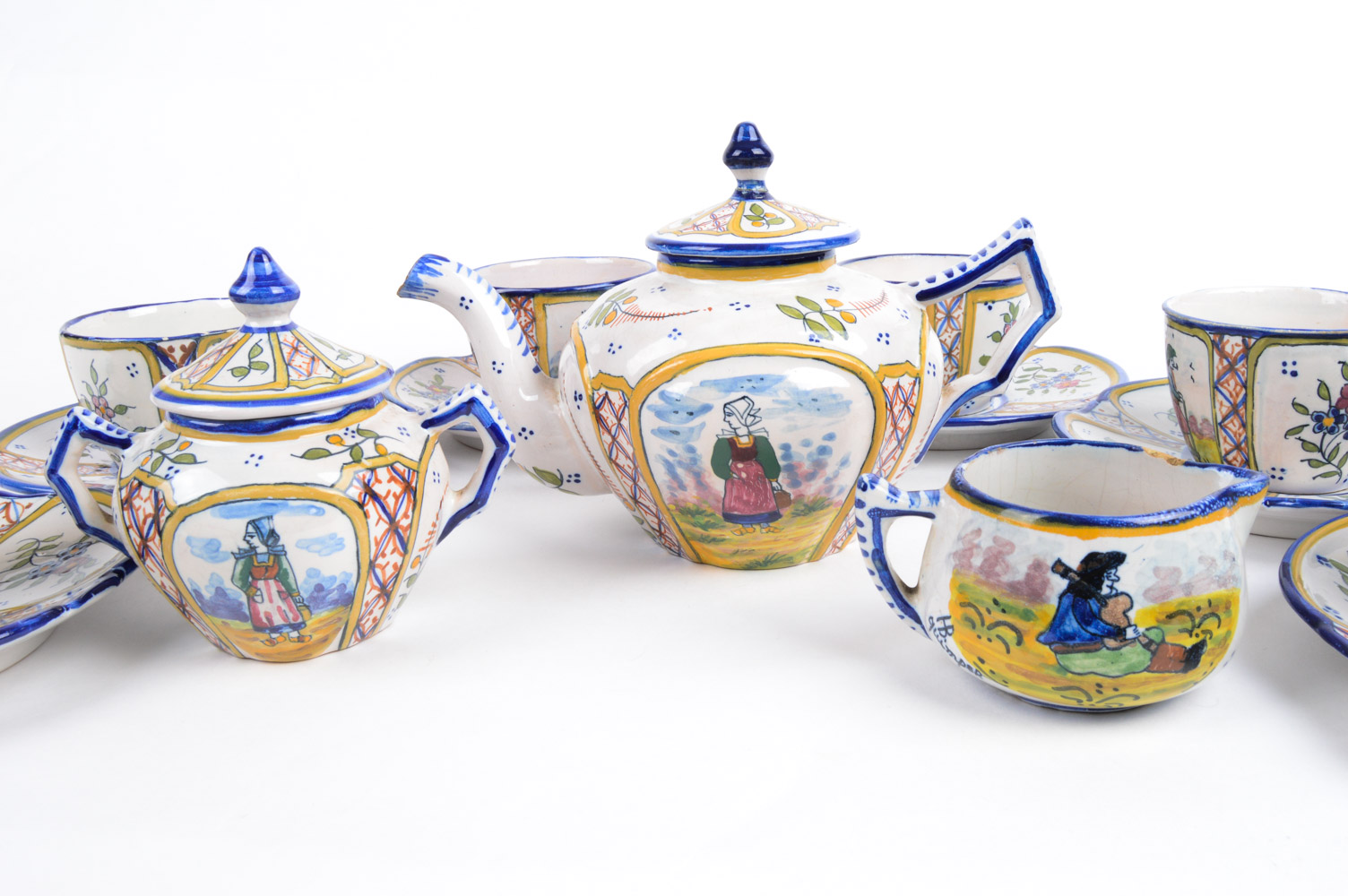 HB Henrot Quimper Floral Tea Set | EBTH