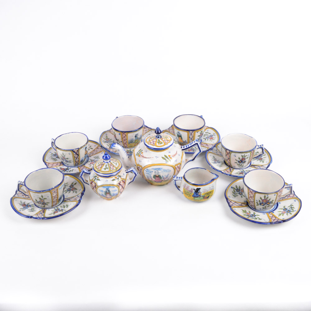 HB Henrot Quimper Floral Tea Set | EBTH