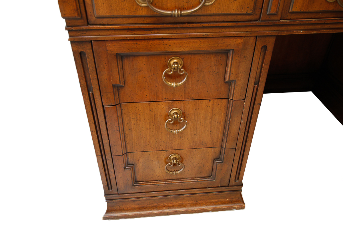 Vintage Walnut Leather Top Executive Desk by Sligh | EBTH