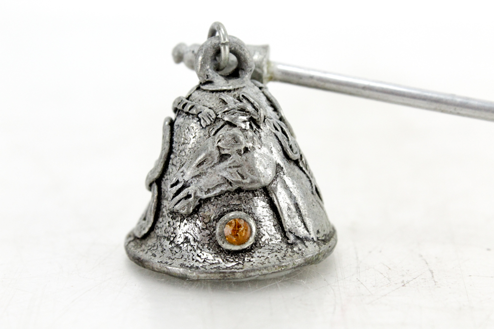 Blown Glass Oil Lamp with Equestrian Themed Metalwork Snuffer | EBTH