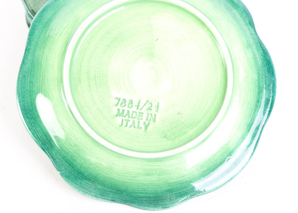 Vintage Green Leaf Italian Majolica Tableware | EBTH