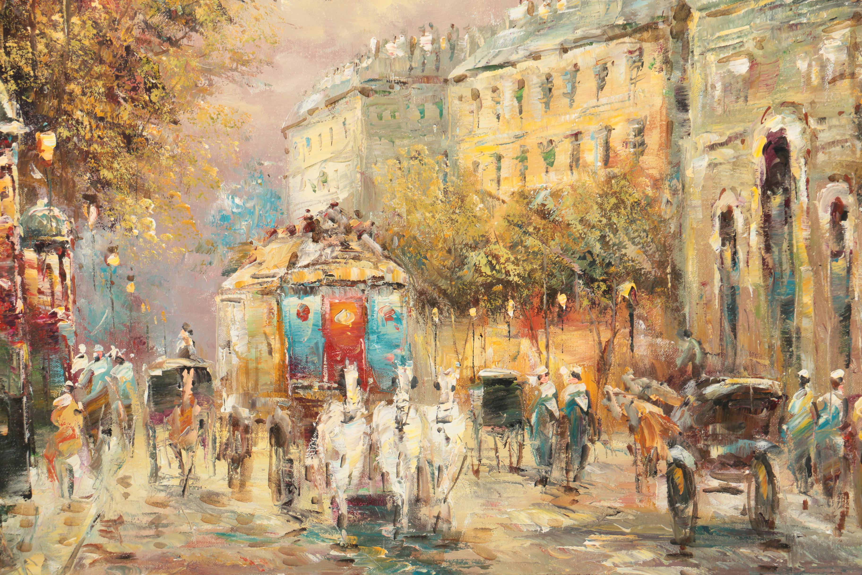 Rabous Oil Painting on Canvas of Street Scene | EBTH