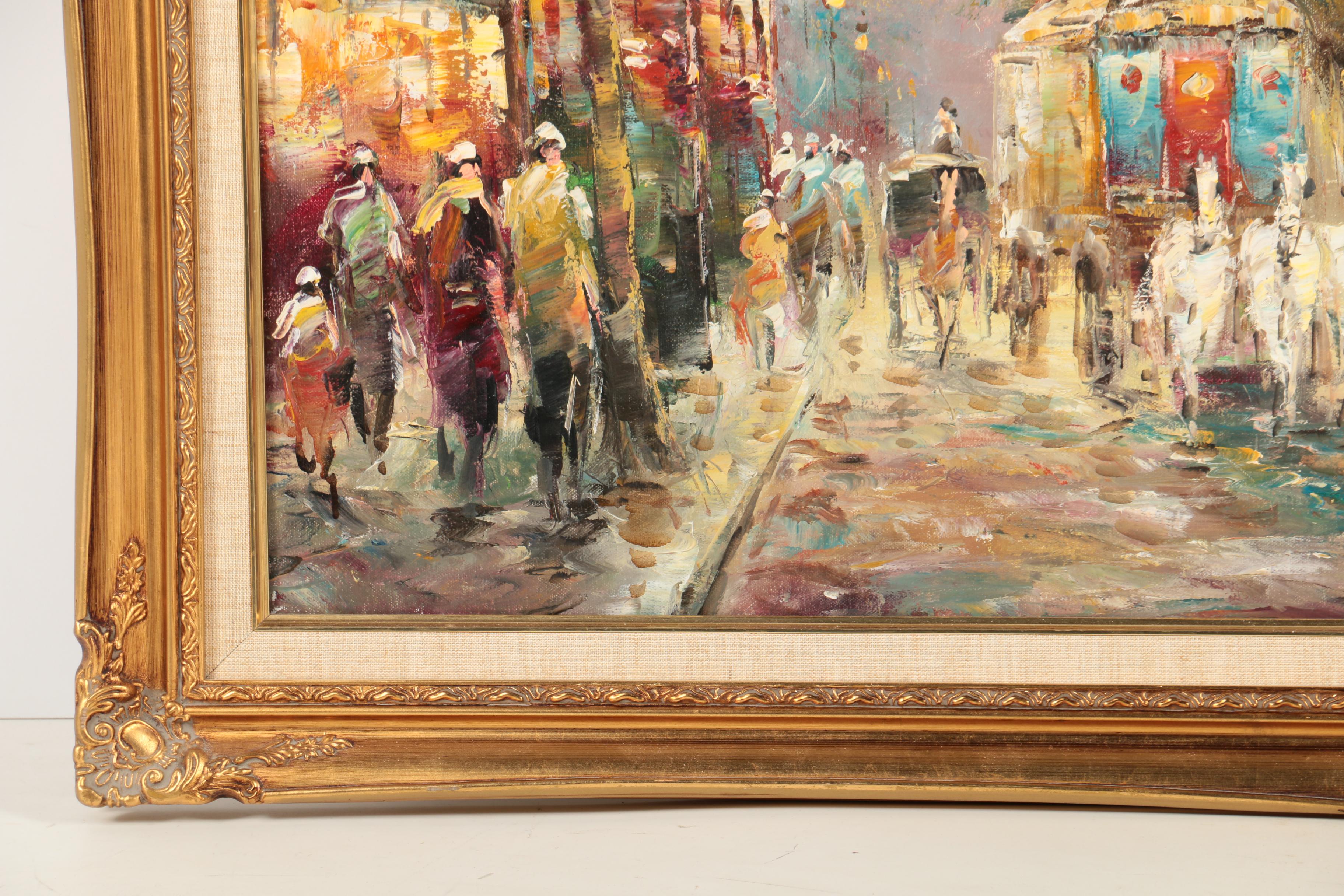 Rabous Oil Painting on Canvas of Street Scene | EBTH