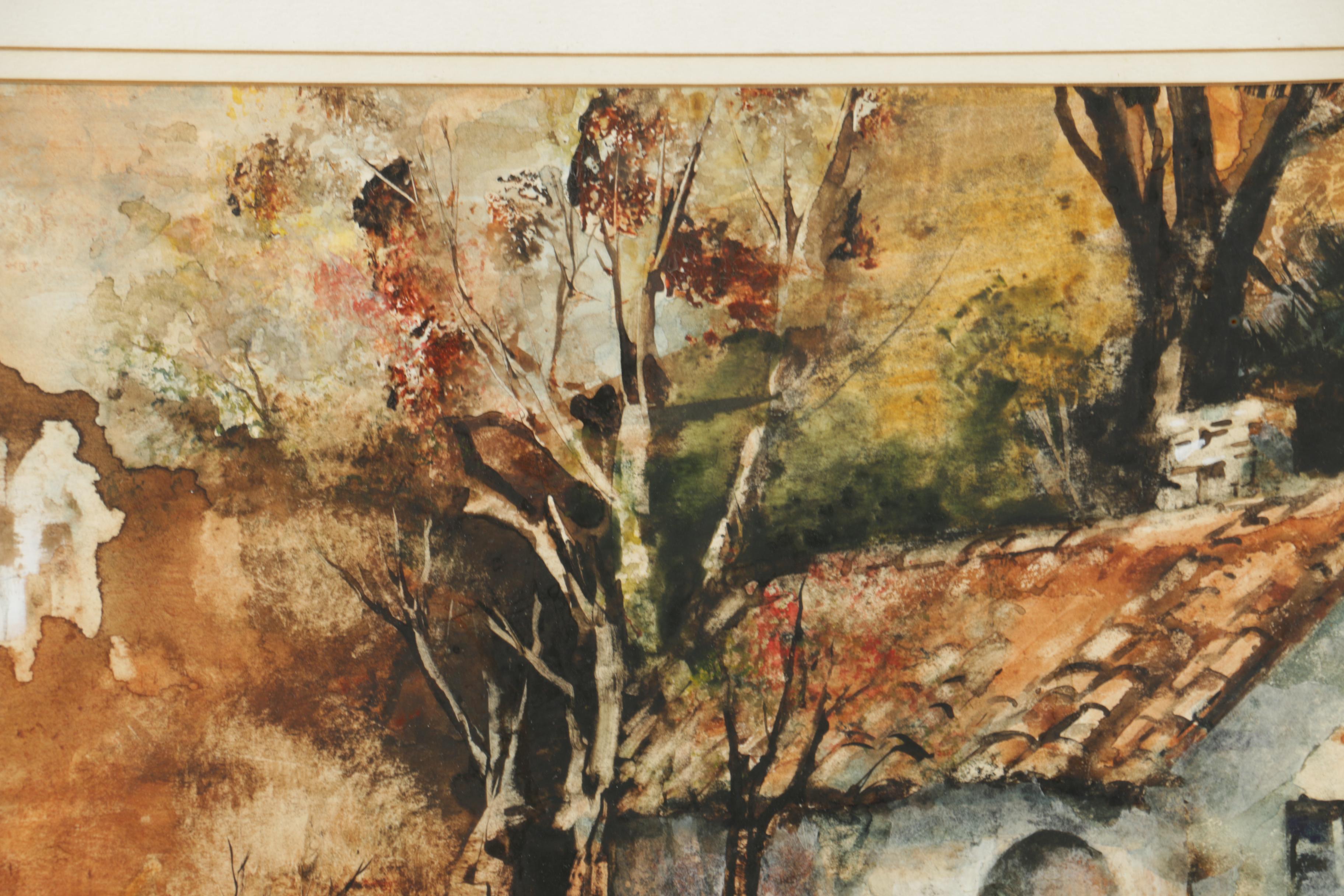 Gustave Wander Watercolor Painting of House with Terracotta Shingles | EBTH