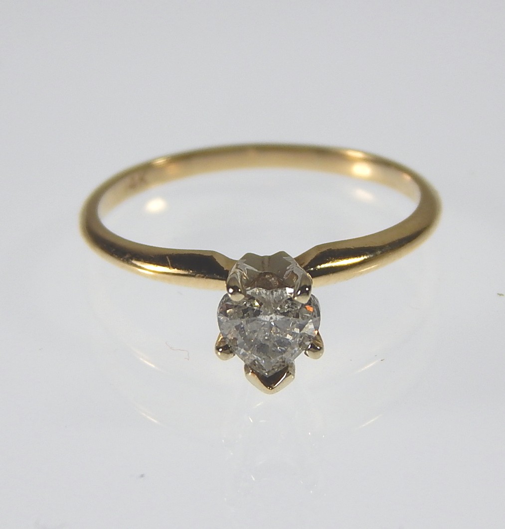 14K Yellow Gold Magic Glo Heart-Shaped Diamond Ring | EBTH