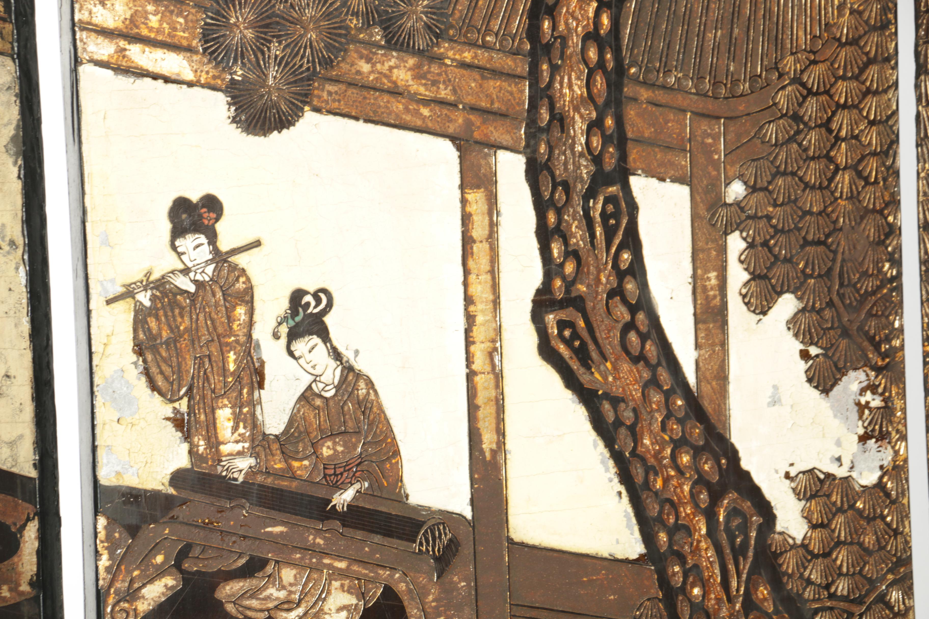 Asian Style Room Divider with Painted Embellishments | EBTH