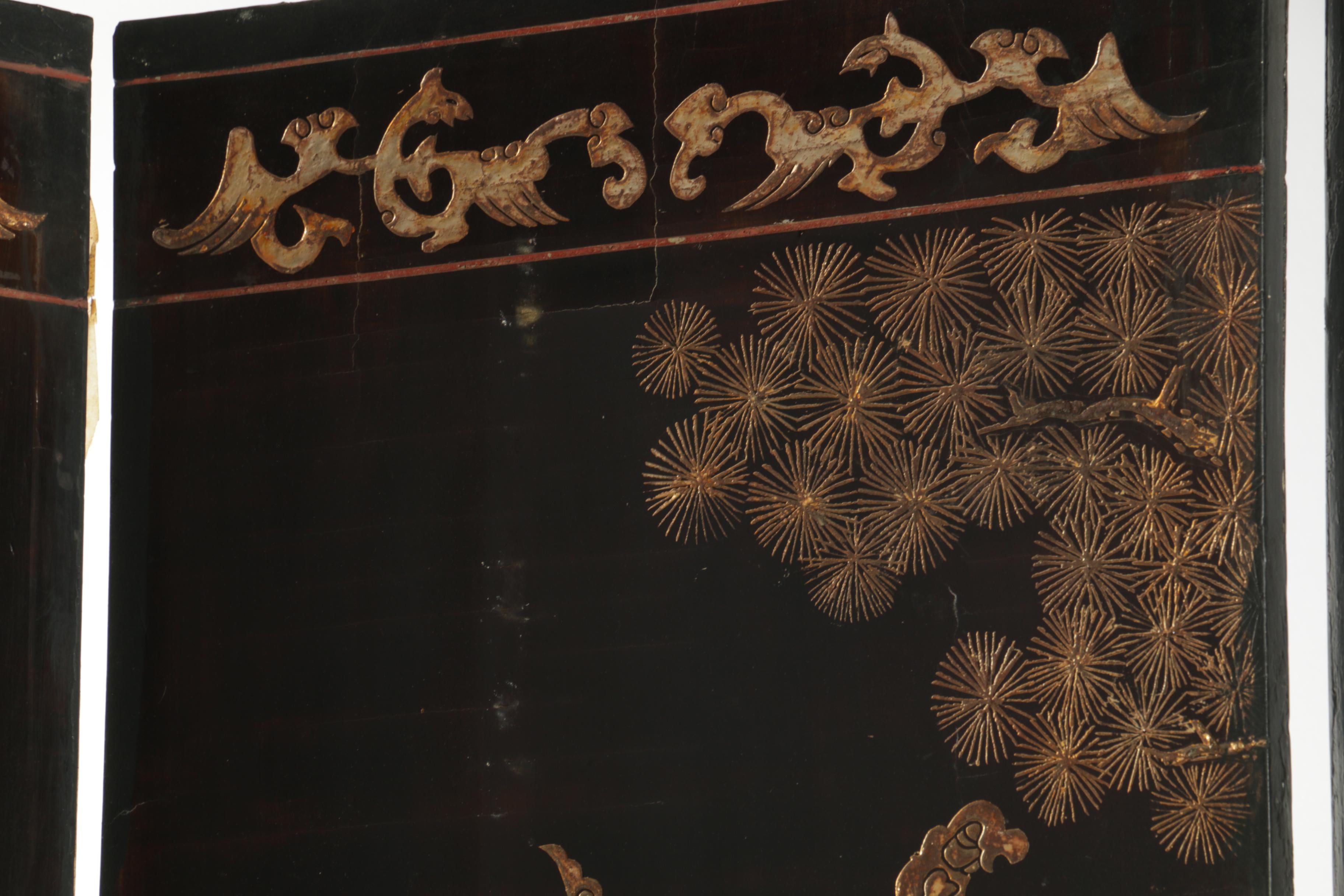 Asian Style Room Divider with Painted Embellishments | EBTH