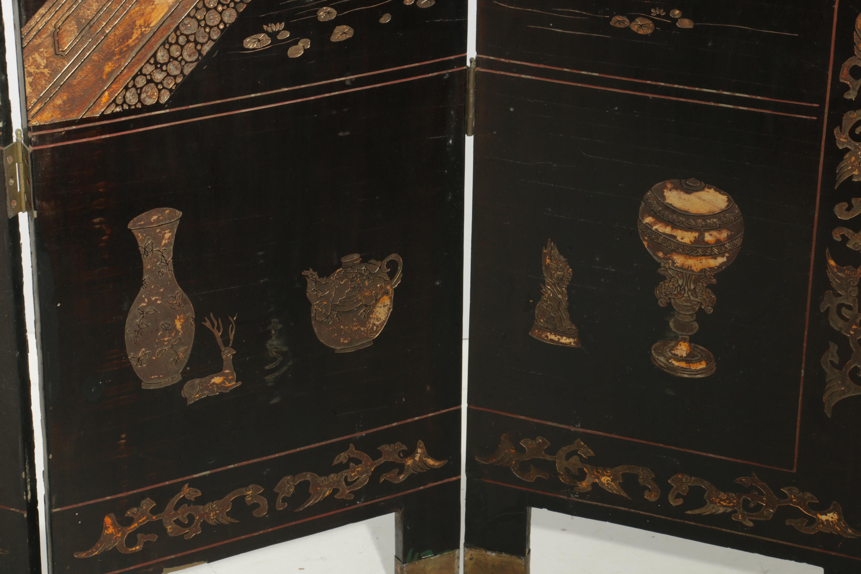 Asian Style Room Divider with Painted Embellishments | EBTH