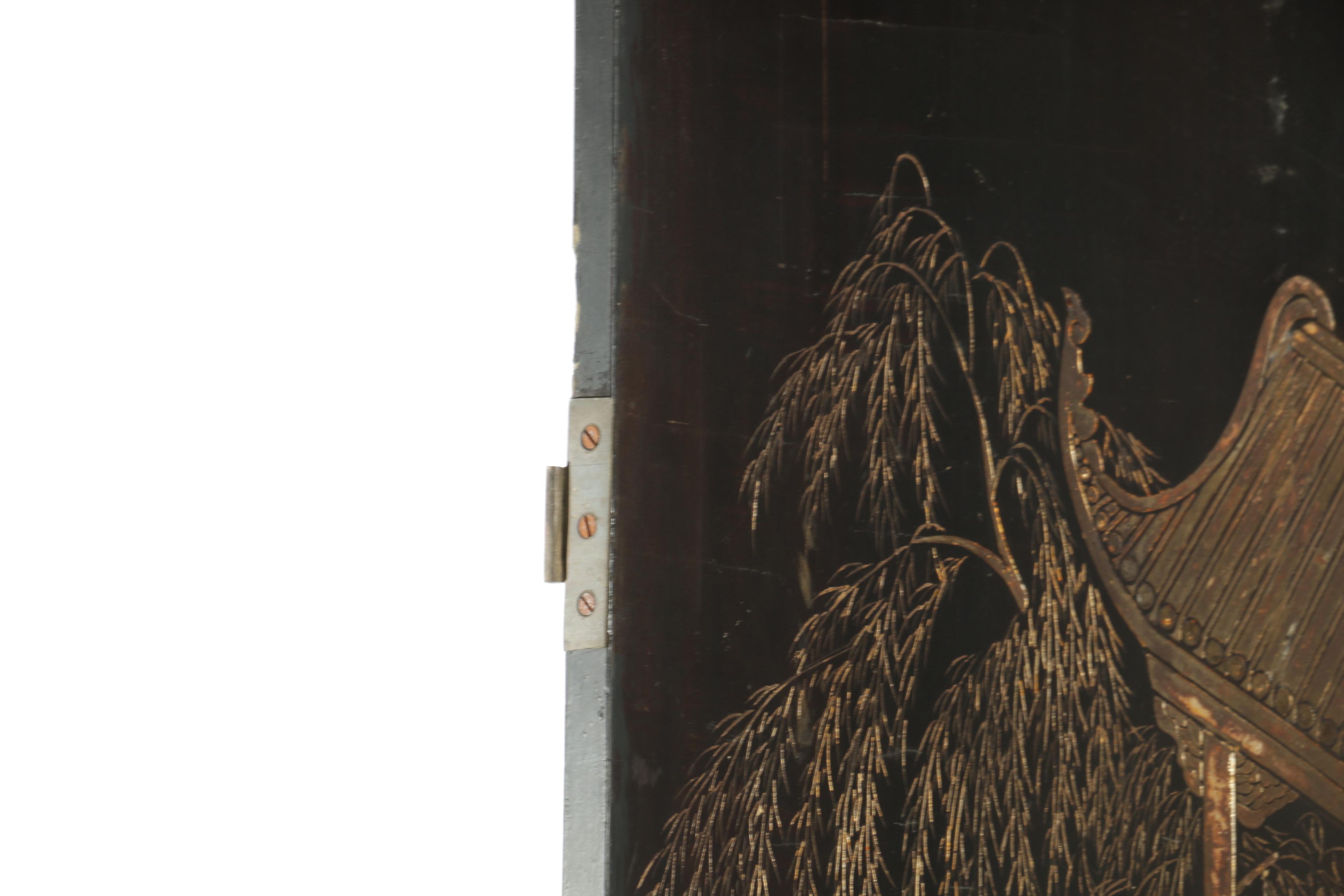 Asian Style Room Divider with Painted Embellishments | EBTH