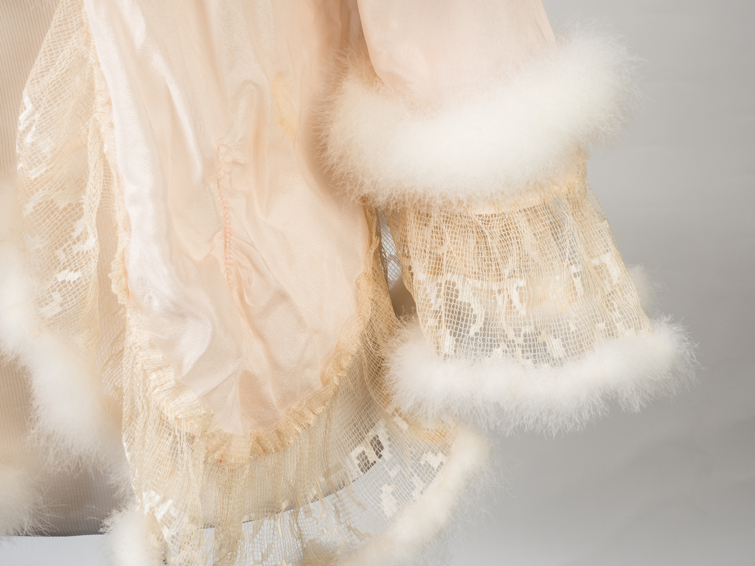 Vintage Pink Nylon, Lace and Marabou Trim Robe | EBTH