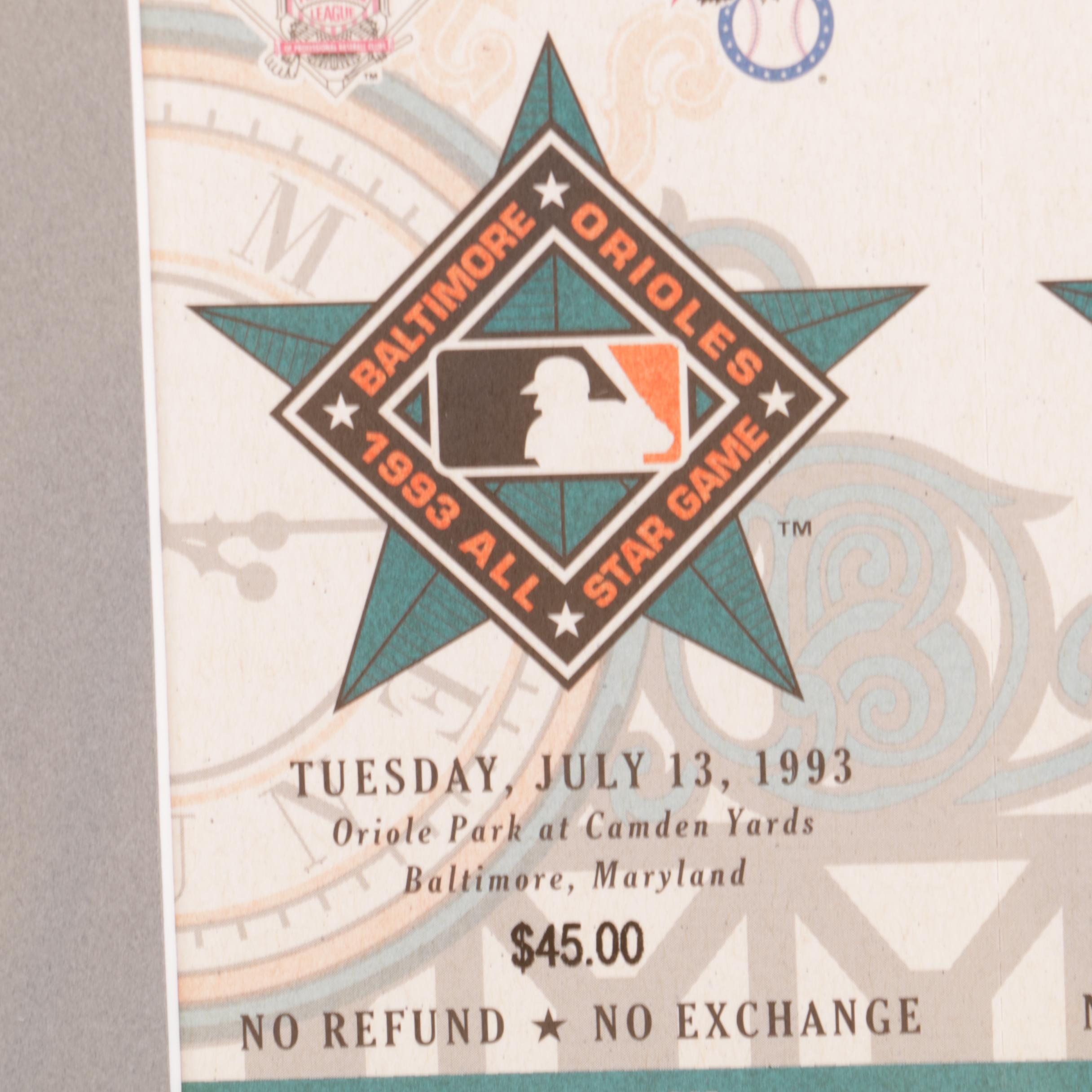 1993 Baltimore Orioles All Star Game Ticket Stubs and Program | EBTH