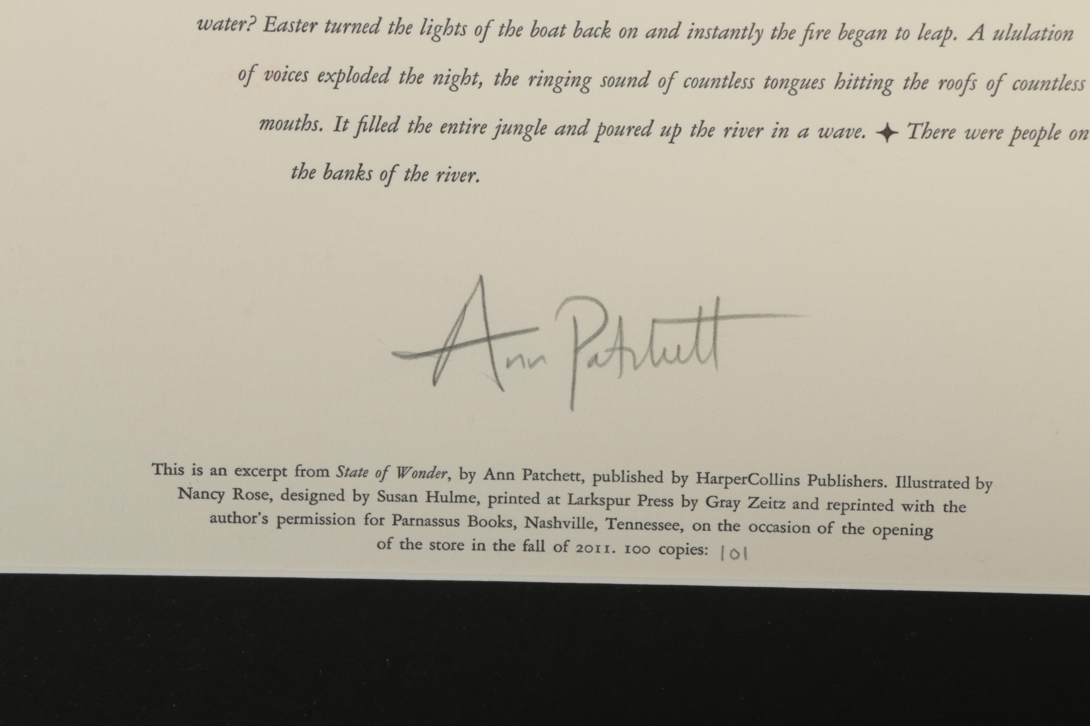 Ann Patchett Signed Poem Print | EBTH