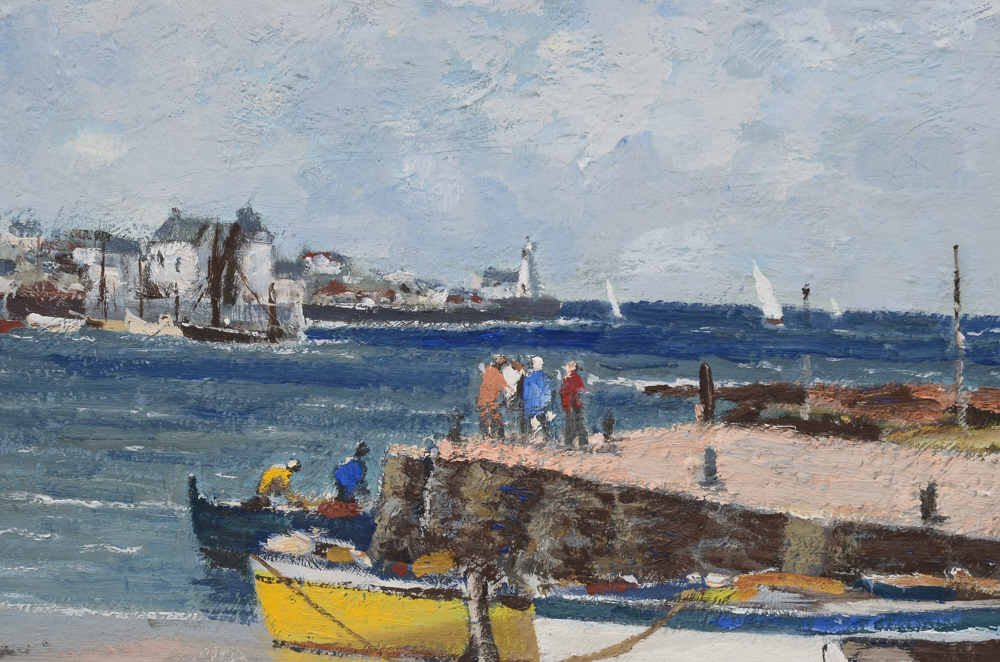 A.G. Fleming Original Oil Painting on Canvas "Boat Landing, Brittany ...