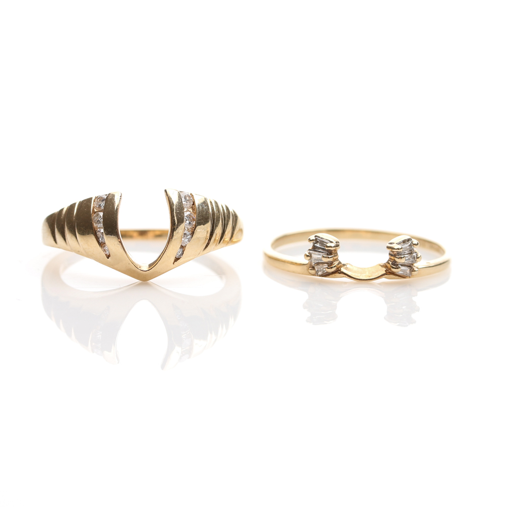 14K Yellow Gold Diamond Ring Guards | EBTH