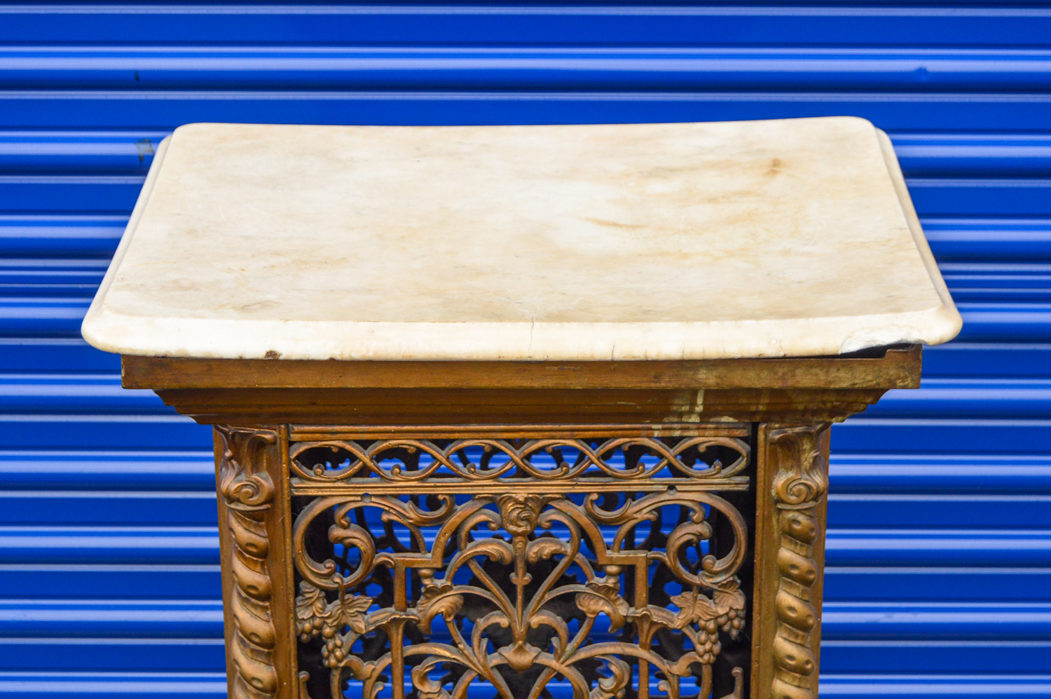Antique Cast Iron Stand with Marble Top | EBTH