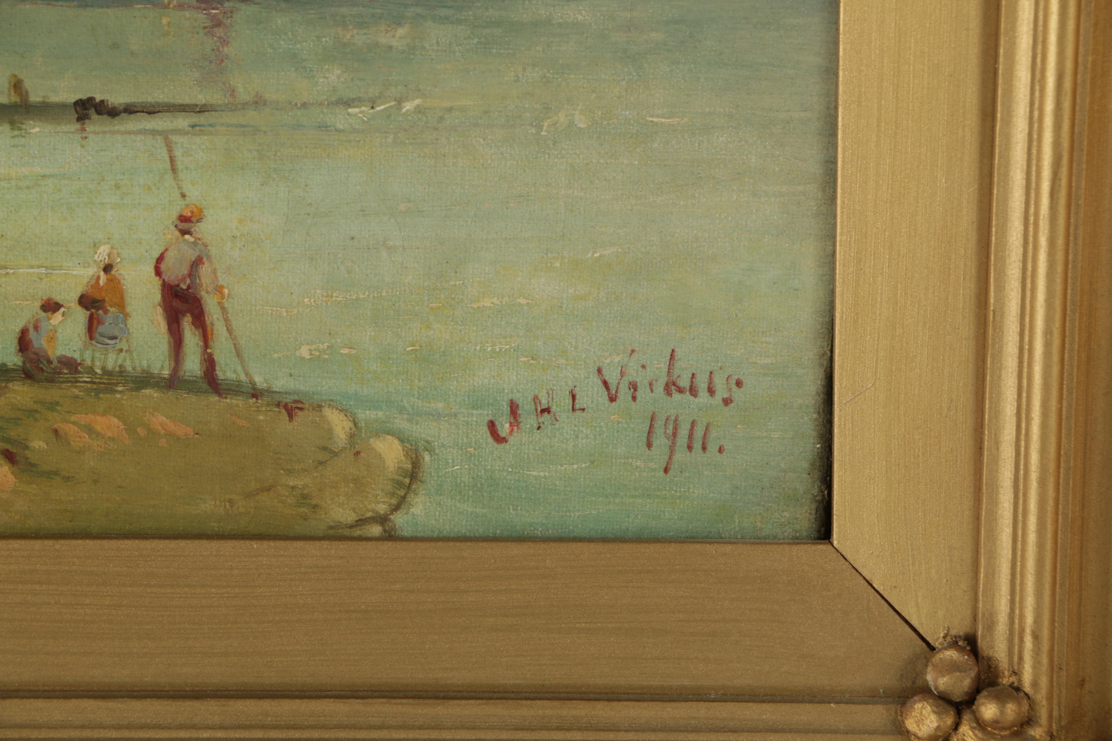 Alfred H. Vickers Original 1911 Coastal Oil Painting on Panel | EBTH
