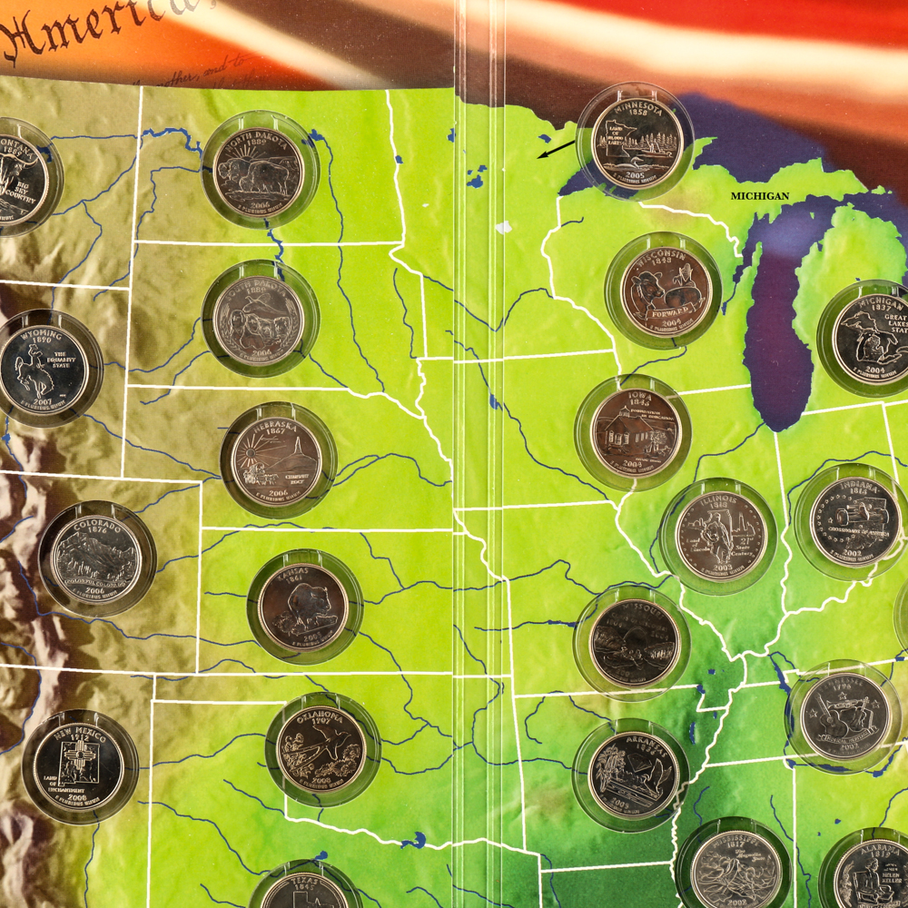 1999 - 2008 Official State Quarters Map | EBTH