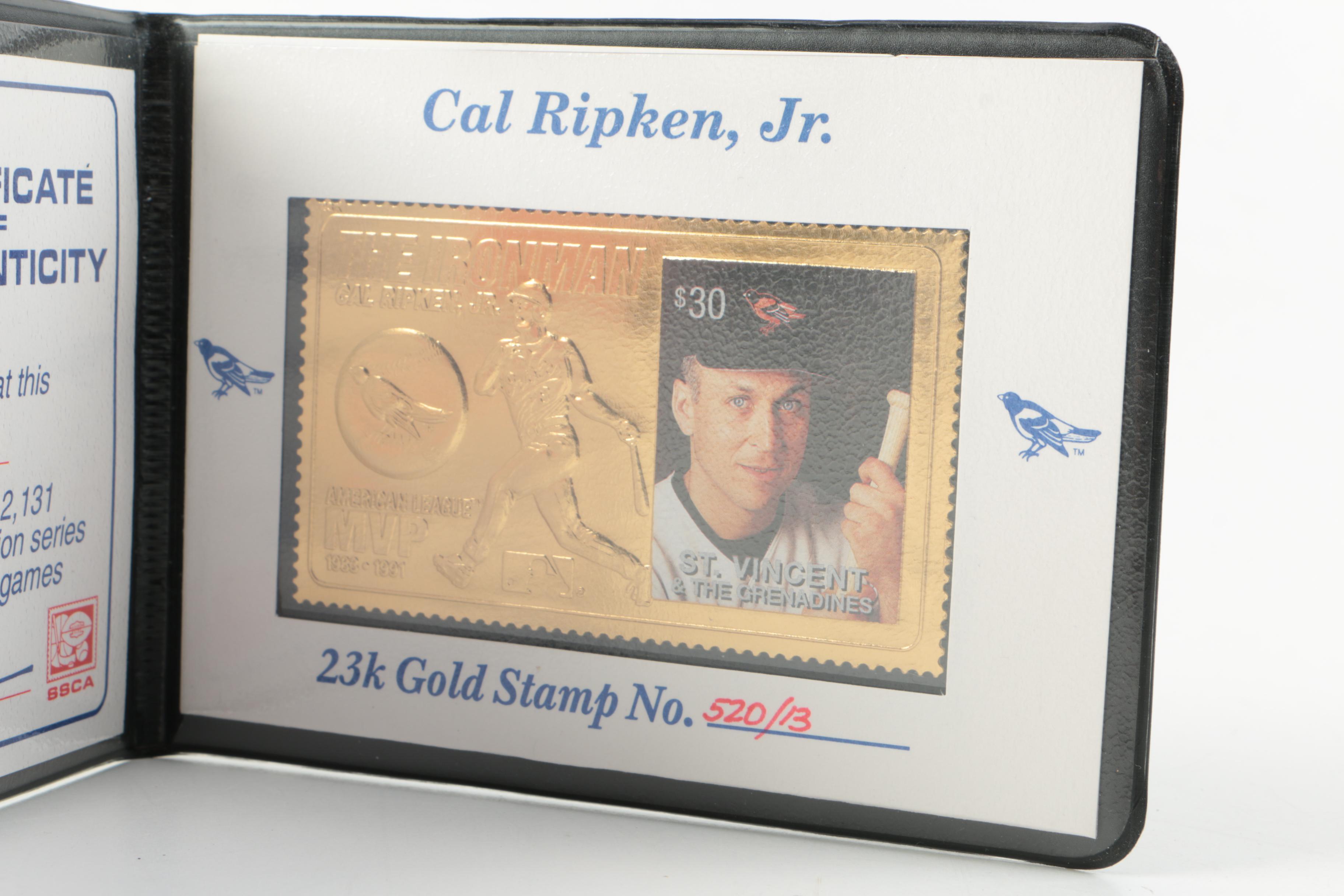 American League Superstars Cal Ripken Jr. 23K Gold Stamp | EBTH