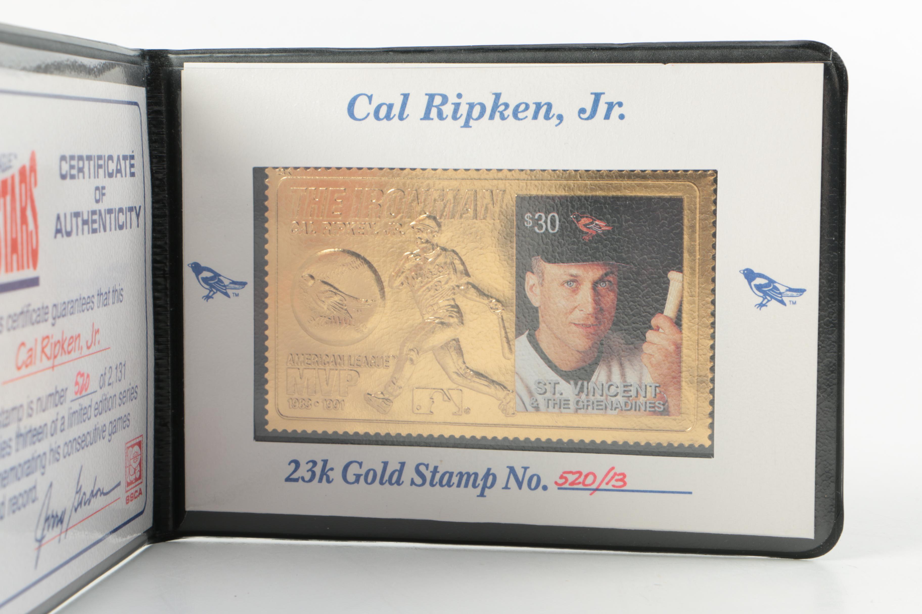 American League Superstars Cal Ripken Jr. 23K Gold Stamp | EBTH