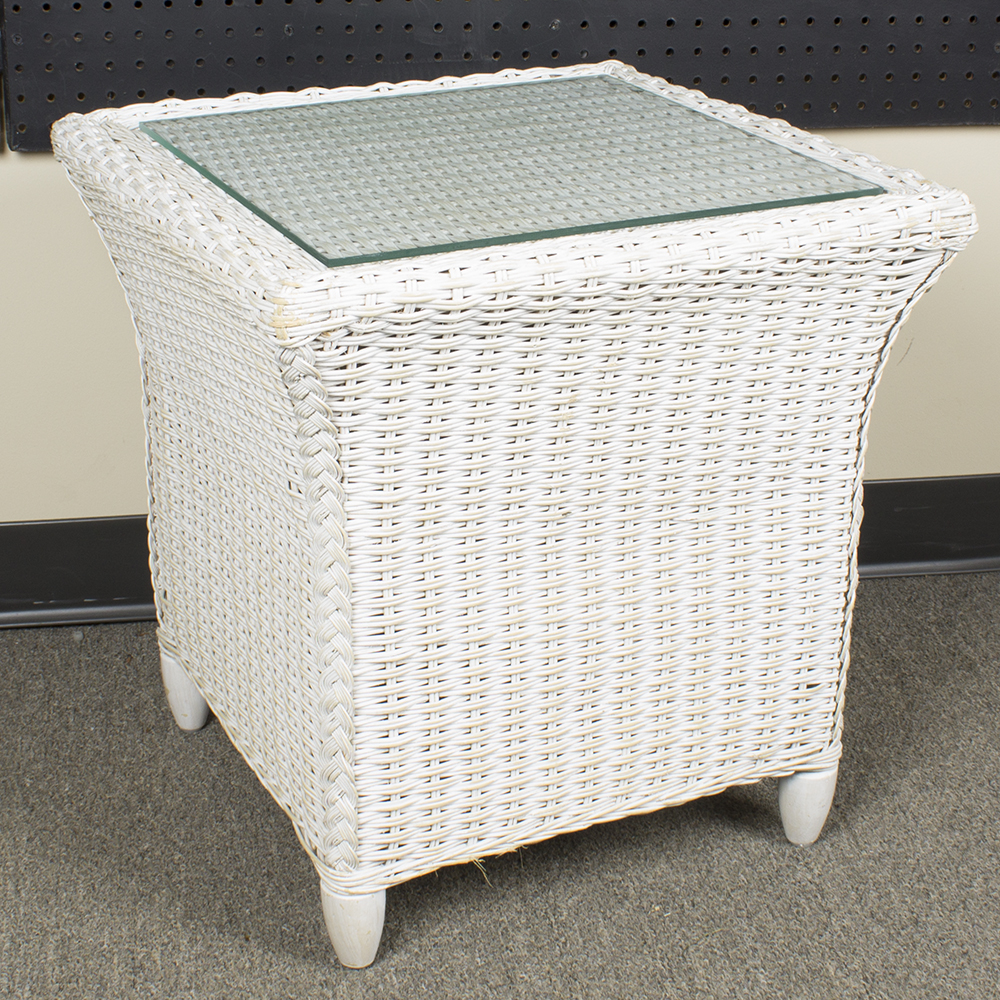 White Wicker Side Table | EBTH