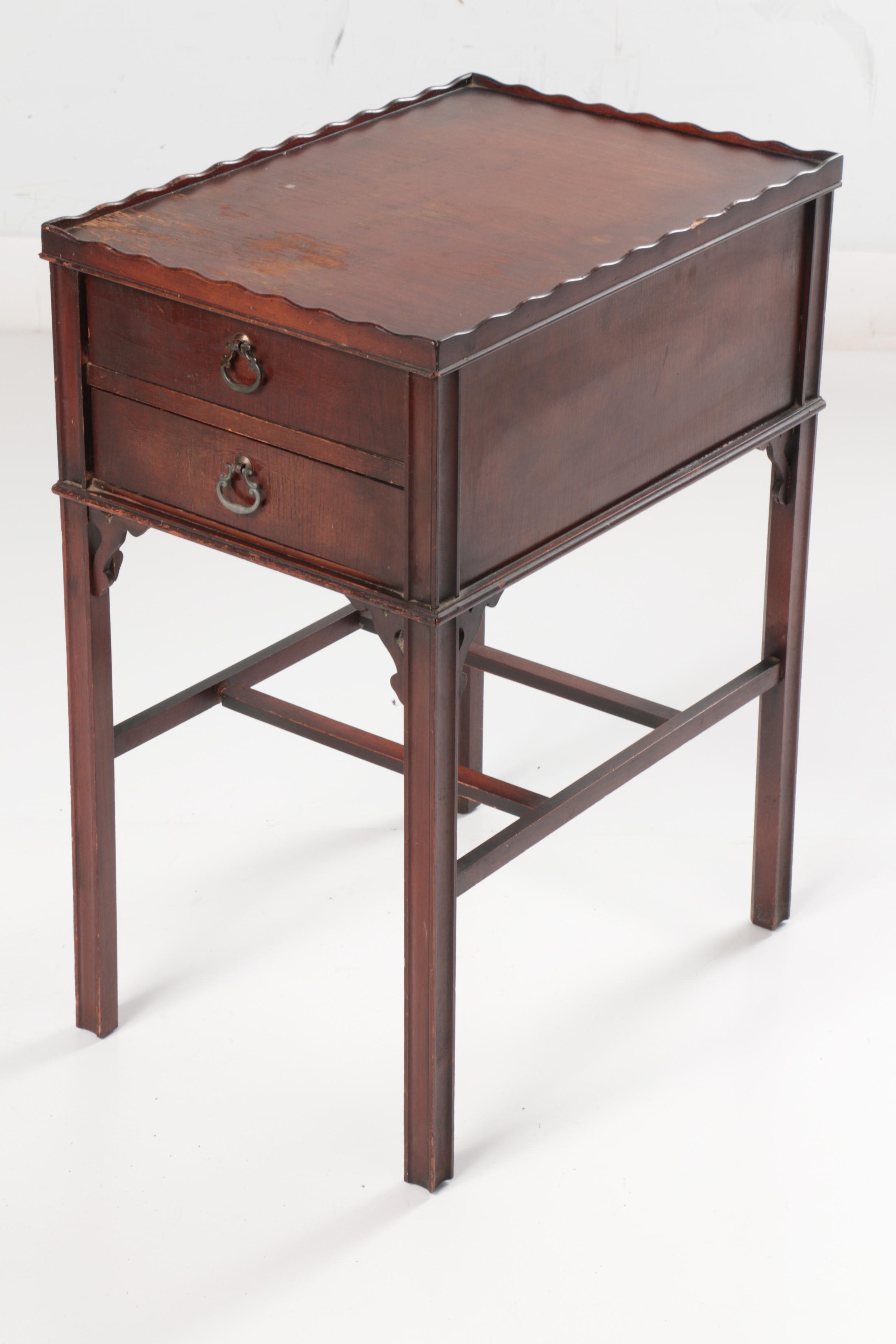 Vintage Humidor Side Table and Chippendale Style End Table | EBTH