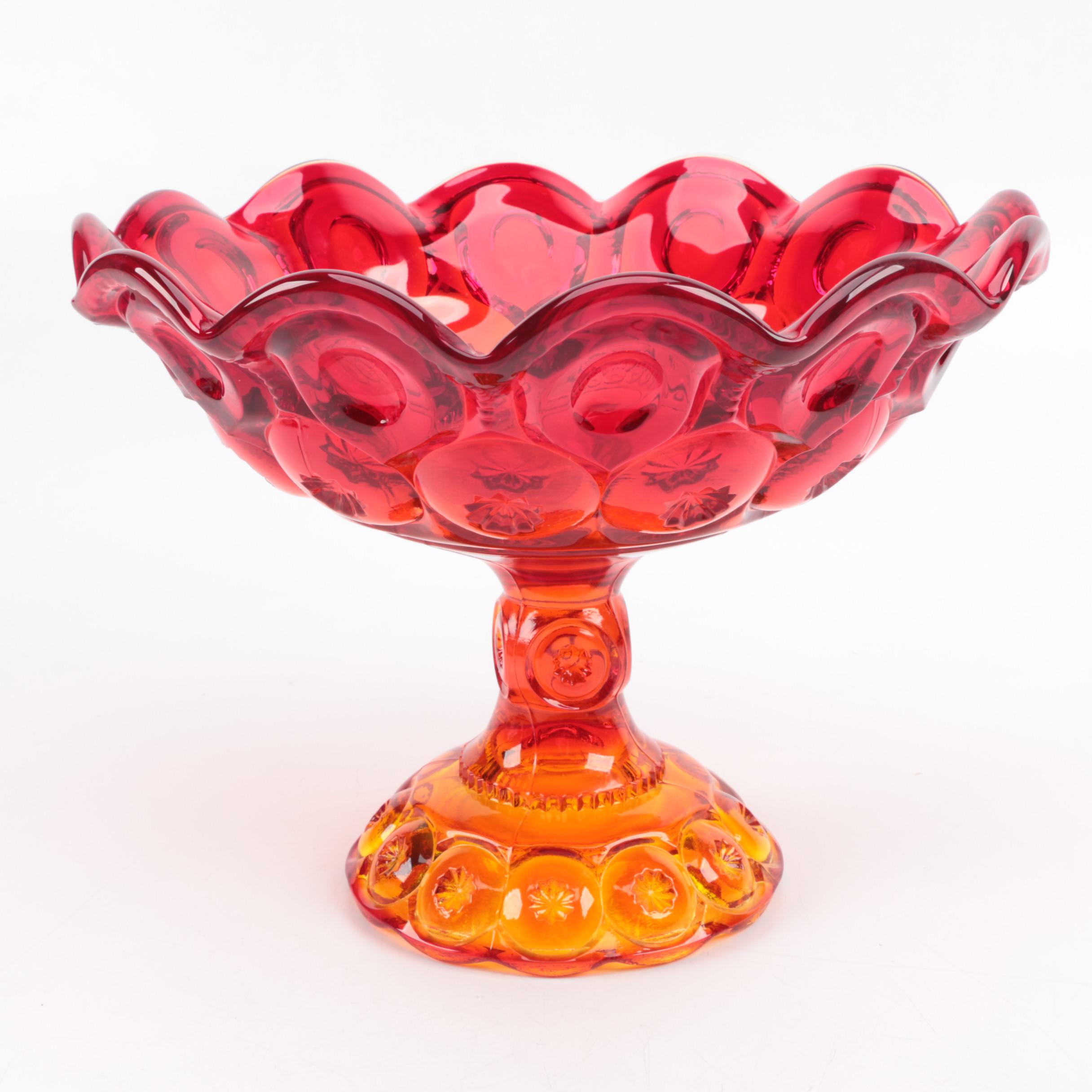 L.E. Smith "Moon and Stars" Amberina Depression Glass Compotes | EBTH