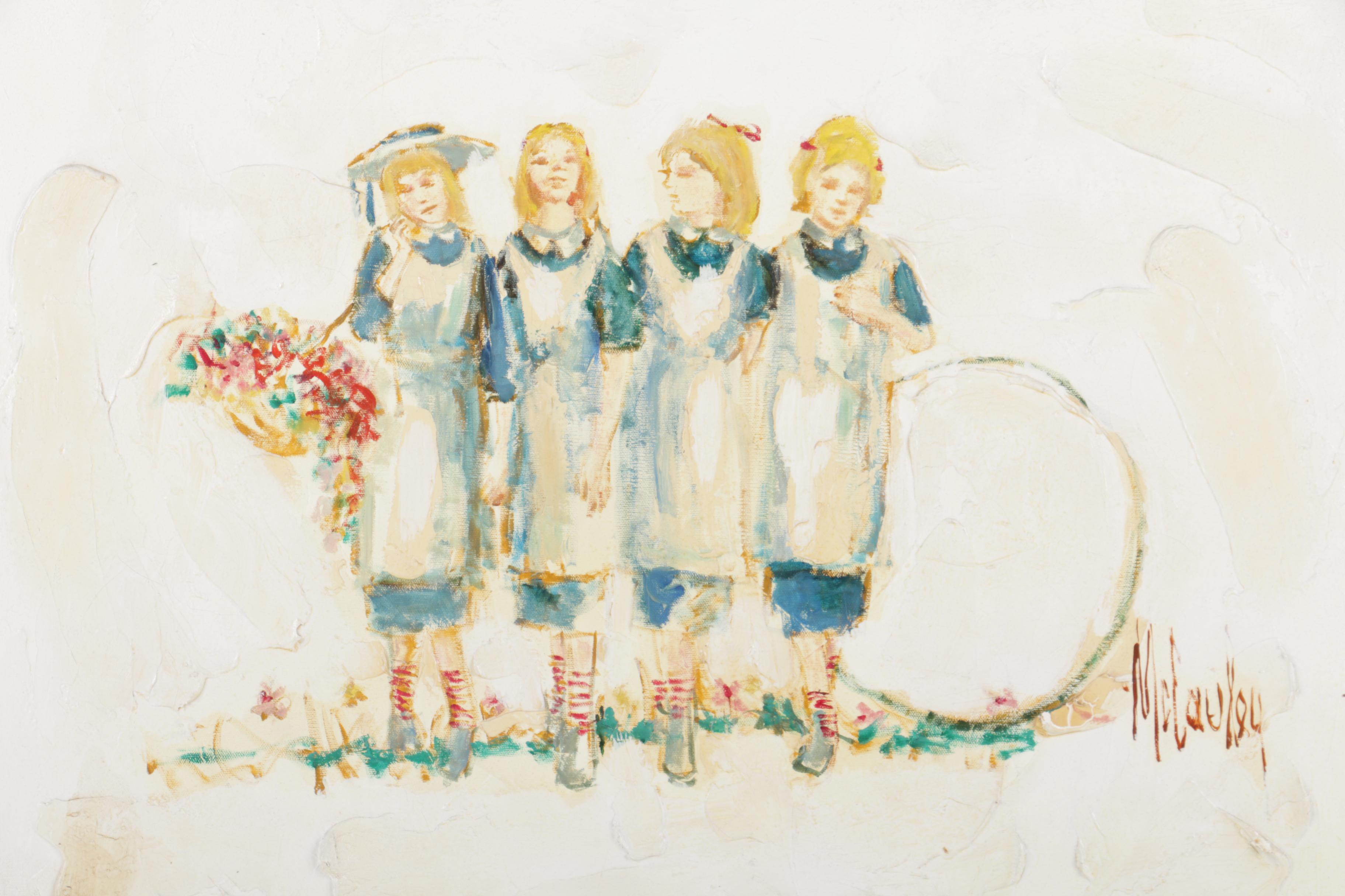 Bill McCauley Oil Painting of Blonde Girls | EBTH
