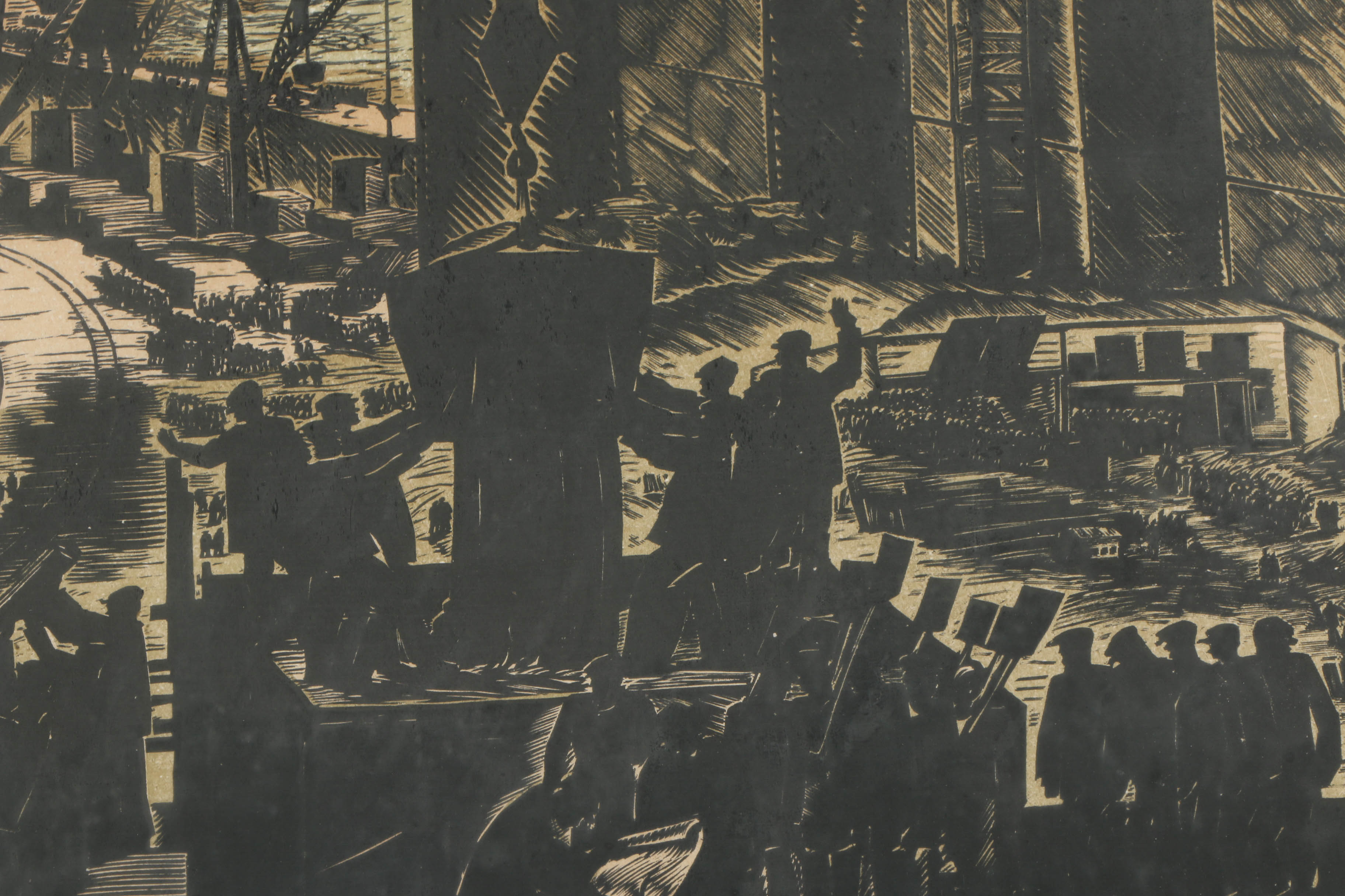 Aleksei Kravchenko Colored Woodcut on Paper "Construction of ...