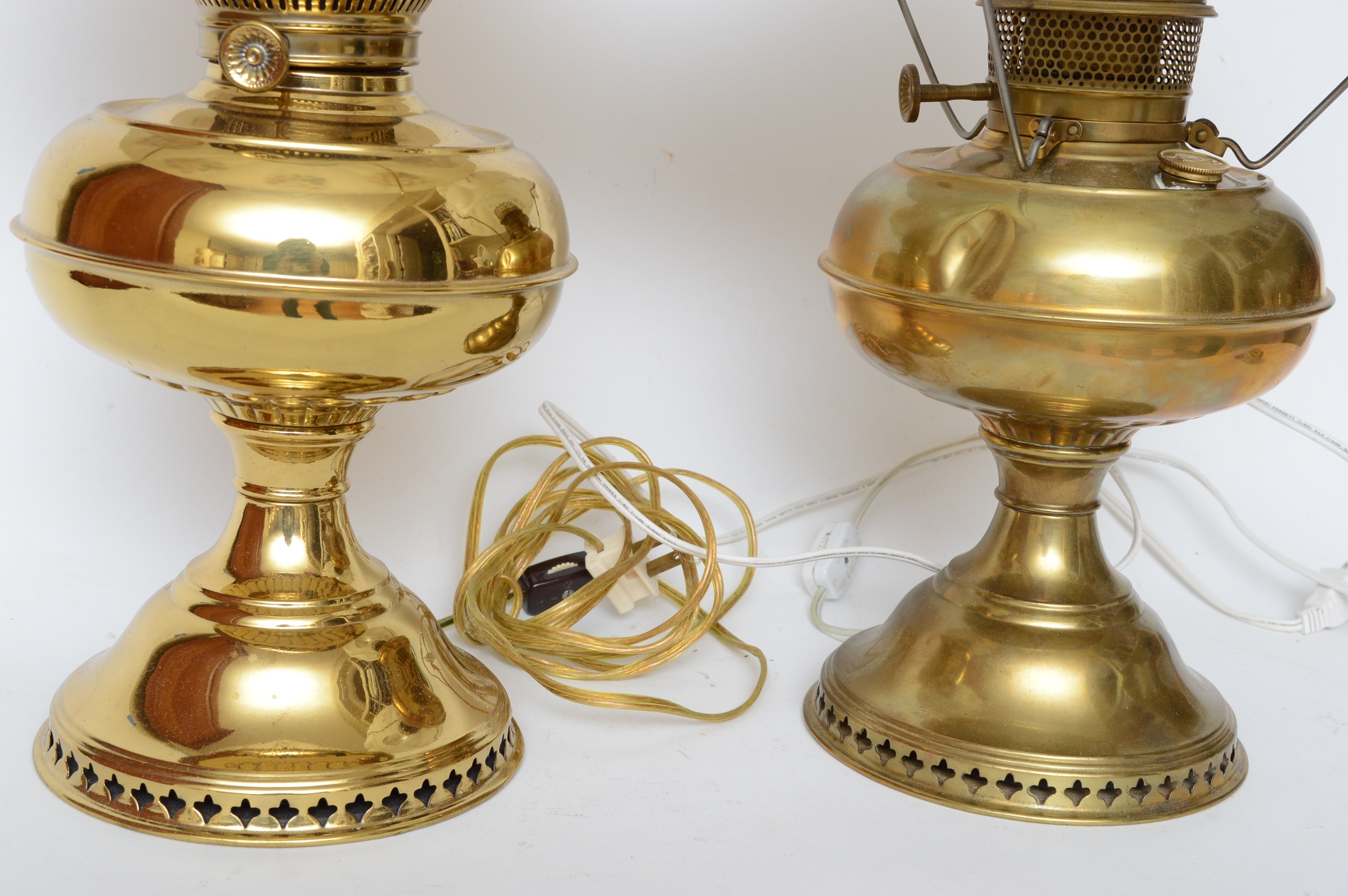 Antique Rayo Lamps Converted to Electric with Hand Painted Shades | EBTH