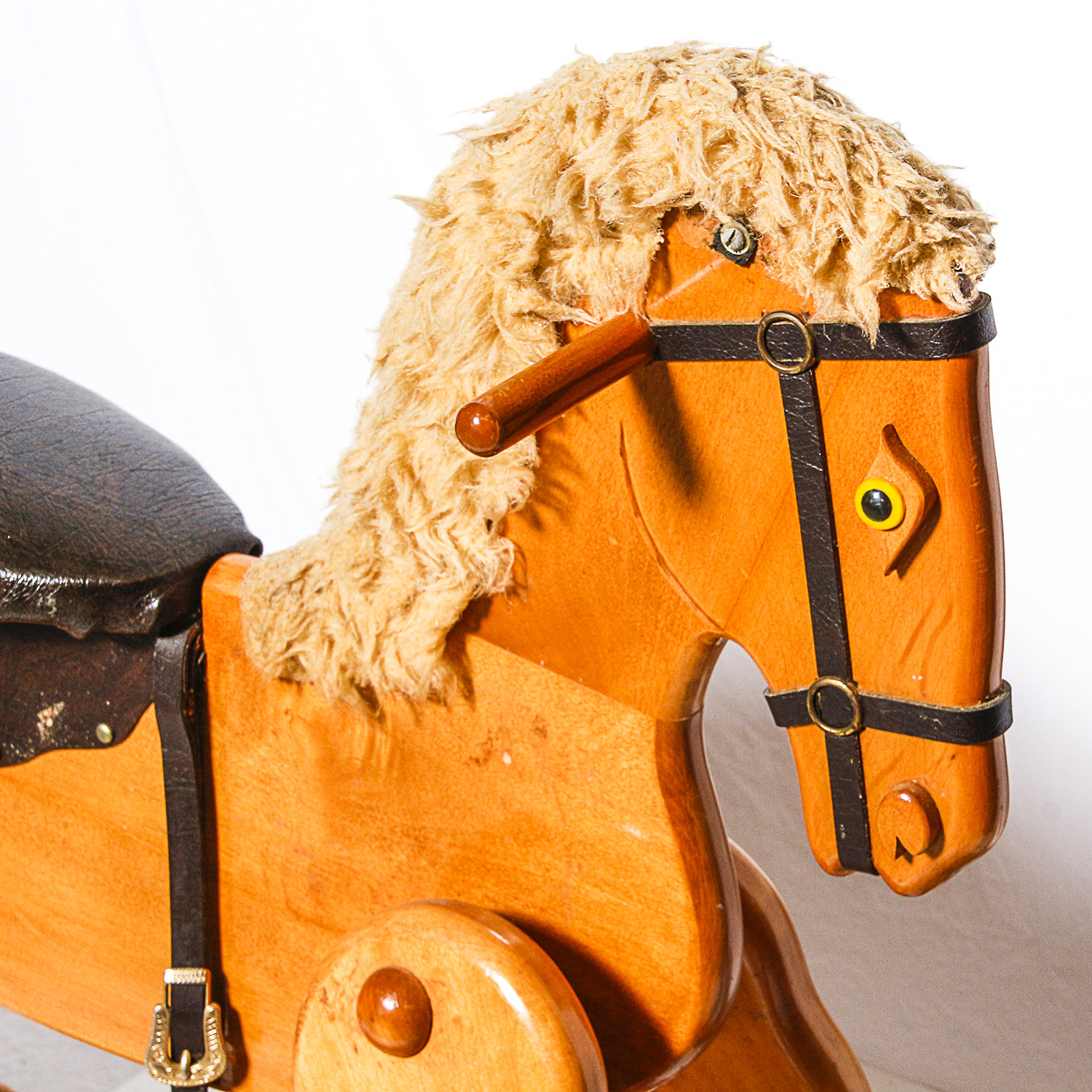 Wooden Rocking Horse with Leather Saddle | EBTH