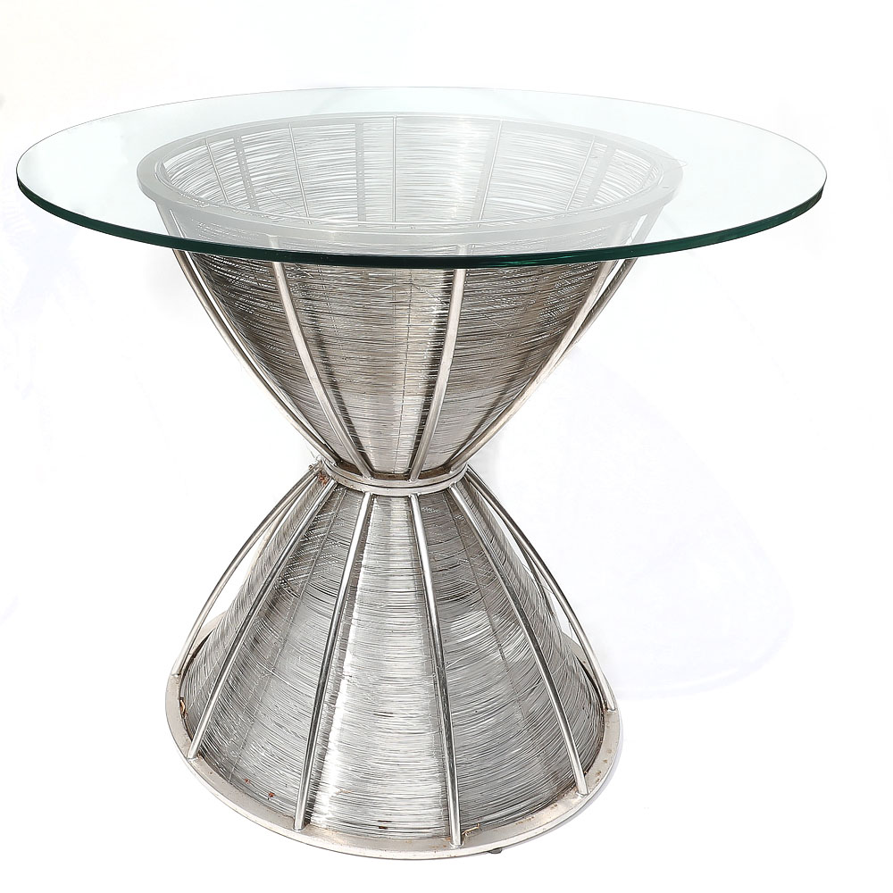 Modern Glass Top Metal Wire Table | EBTH