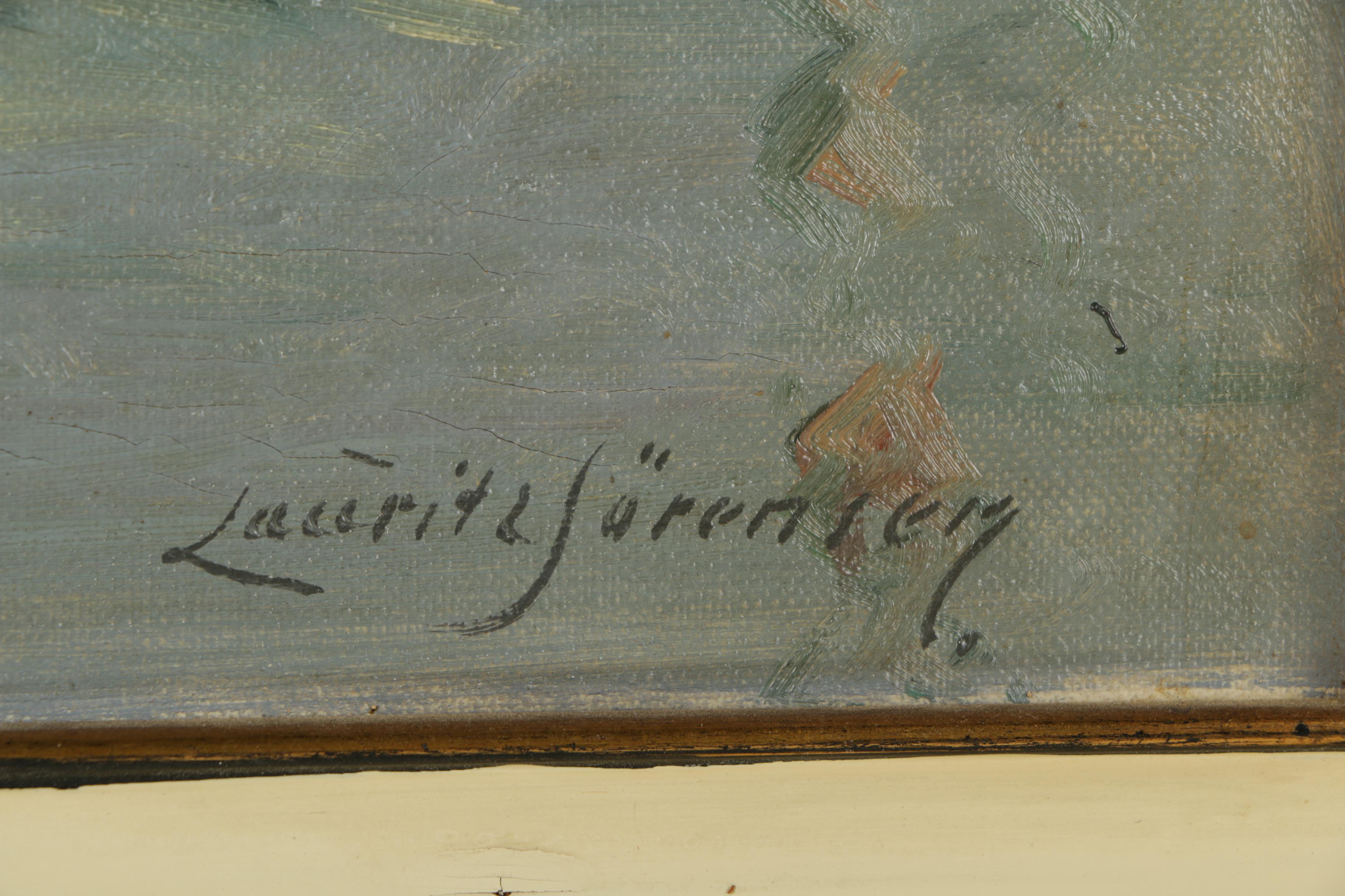 Lauritz Sorensen Oil Painting on Canvas of Docking Scene | EBTH