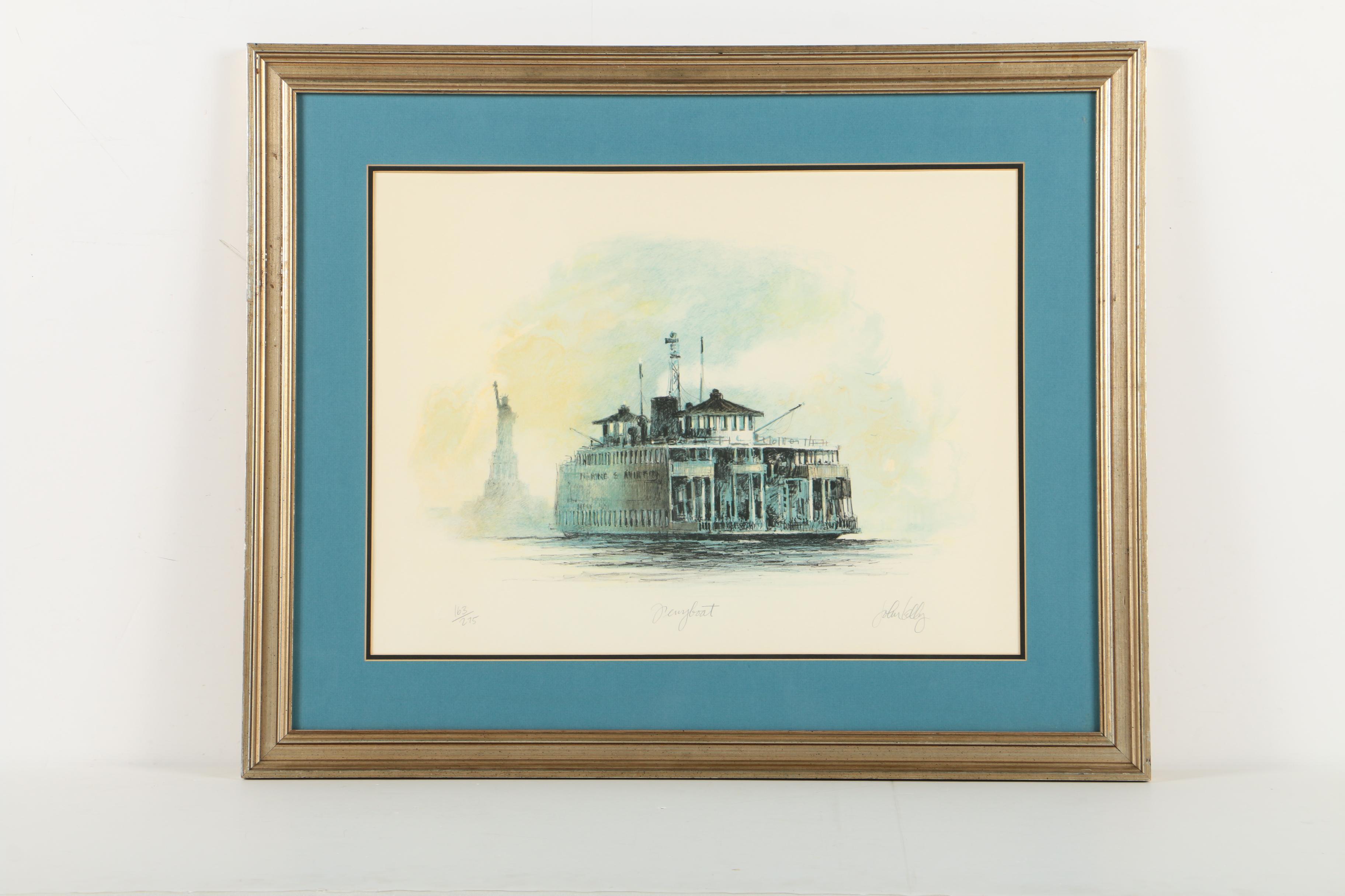 John Kelly Limited Edition Colored Lithograph "Ferryboat" | EBTH