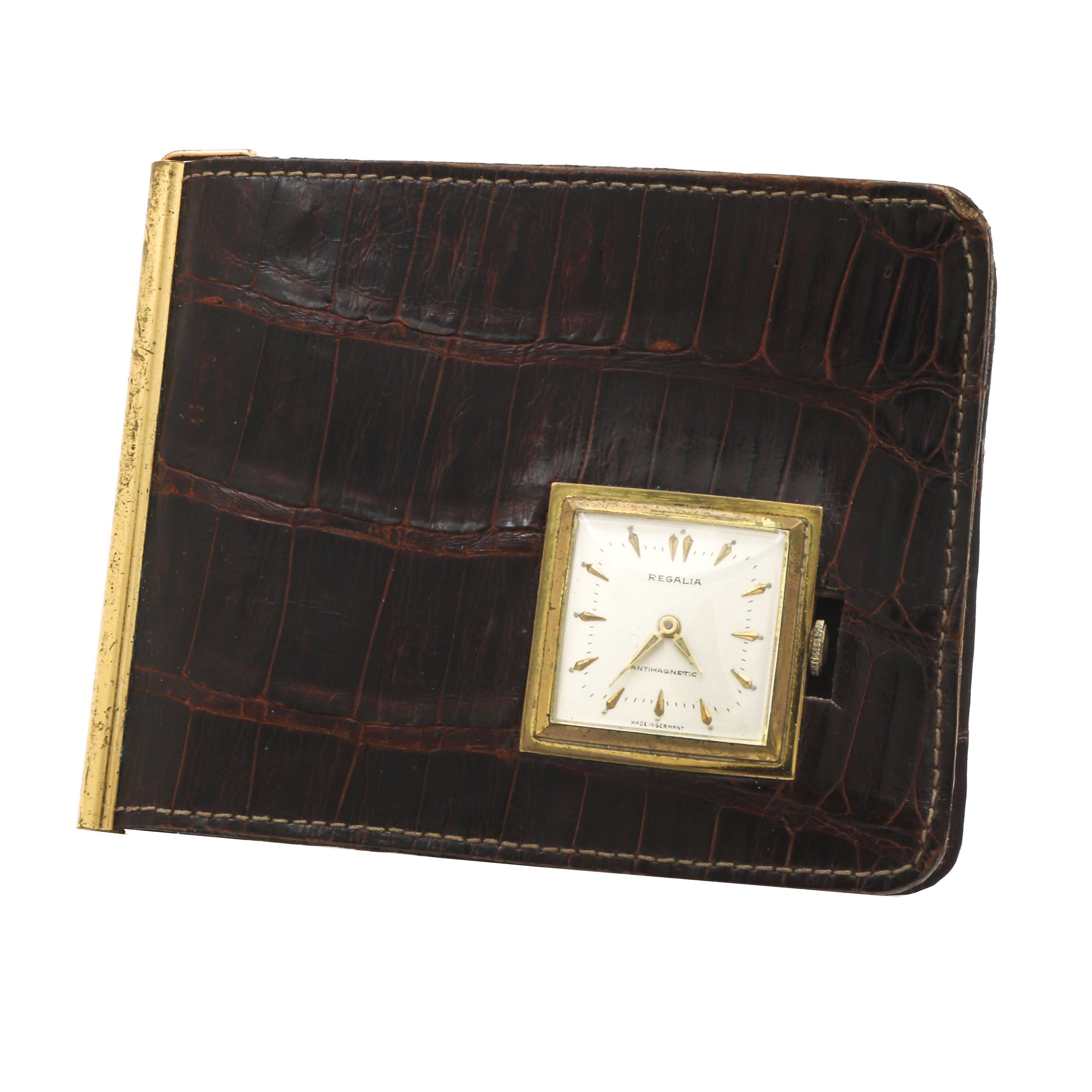 Genuine Alligator Wallet with Regalia Clock | EBTH