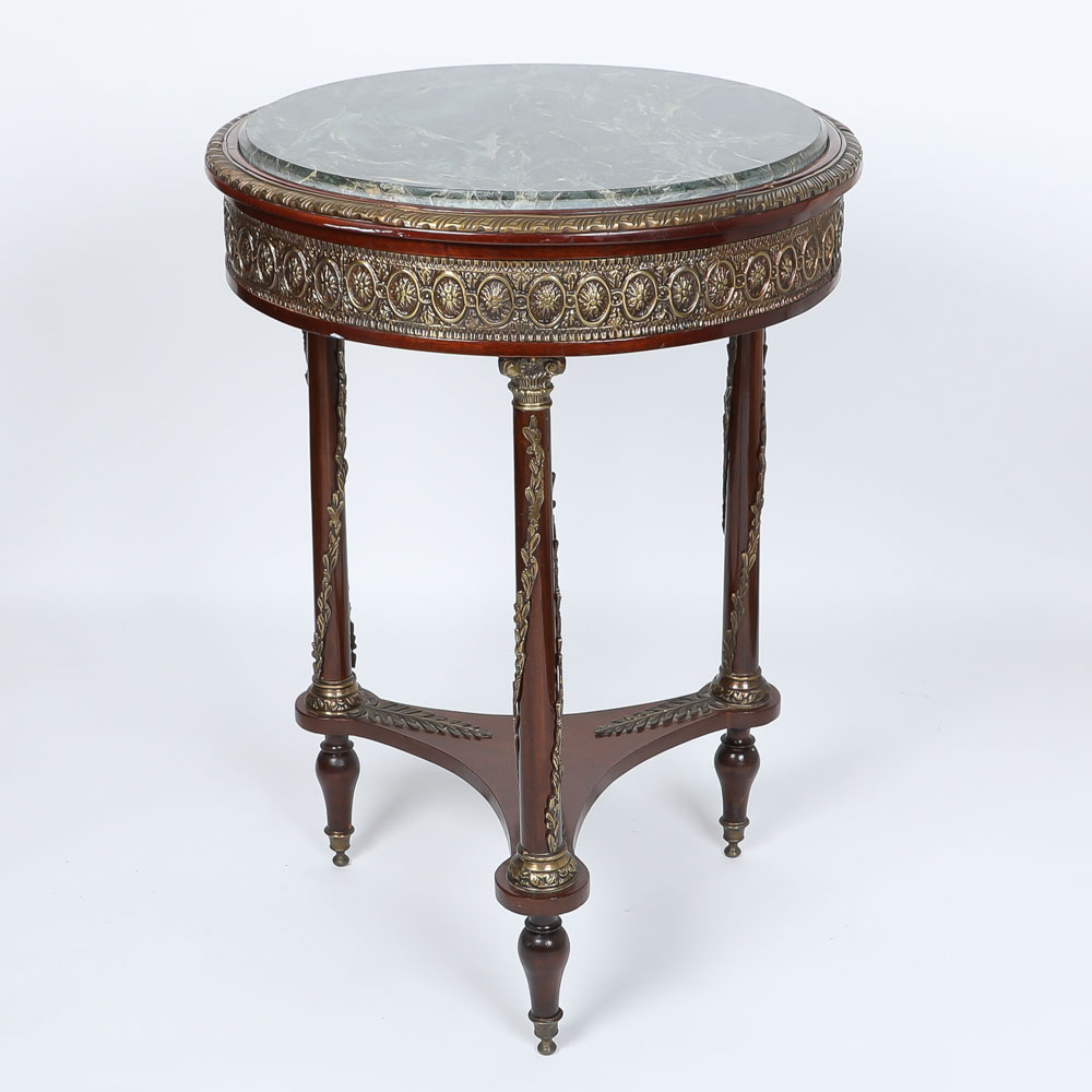 Ornate Accent Table with Granite Top | EBTH