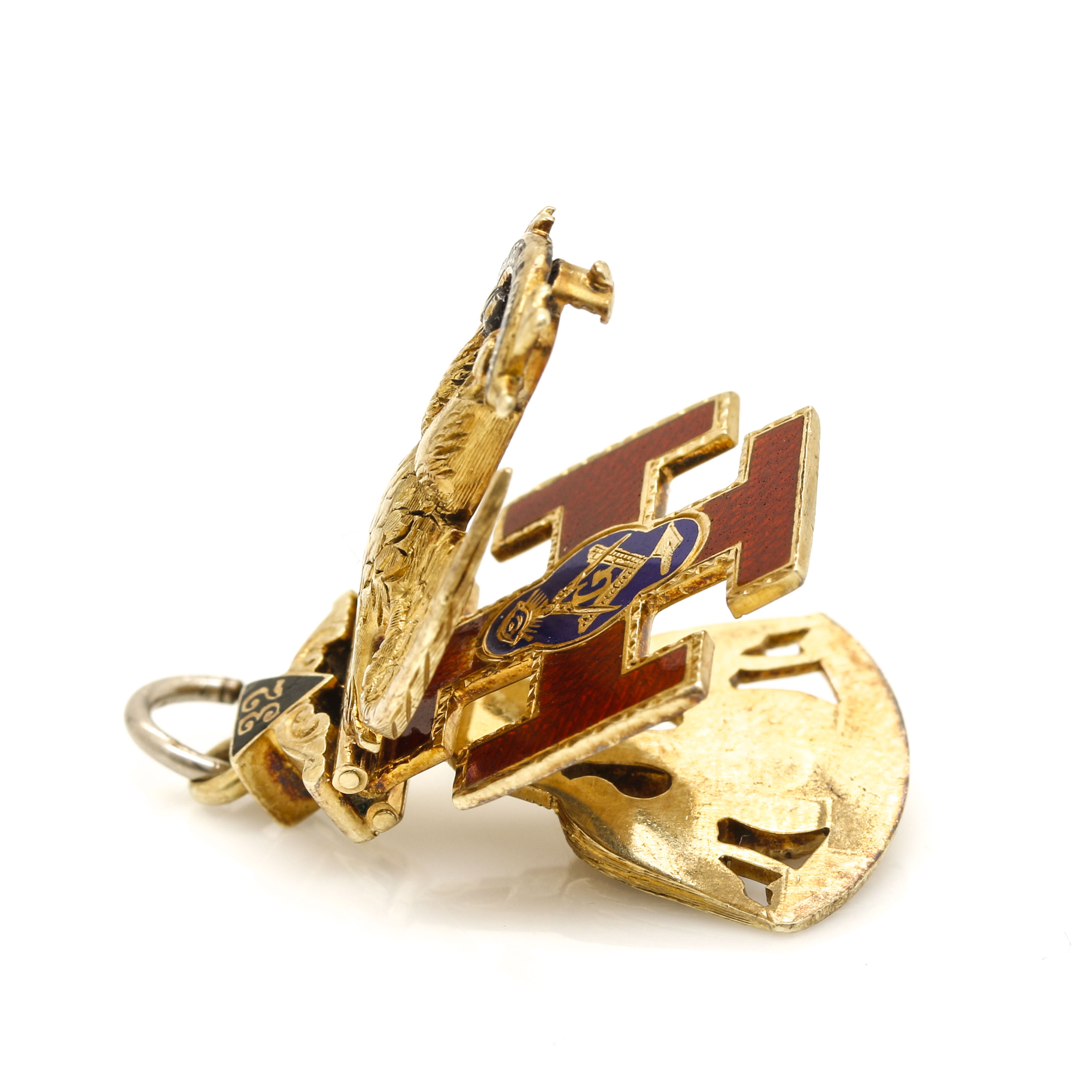 14K Yellow Gold INRI Tri-Fold Masonic 32nd Degree Scottish Rite Rose ...