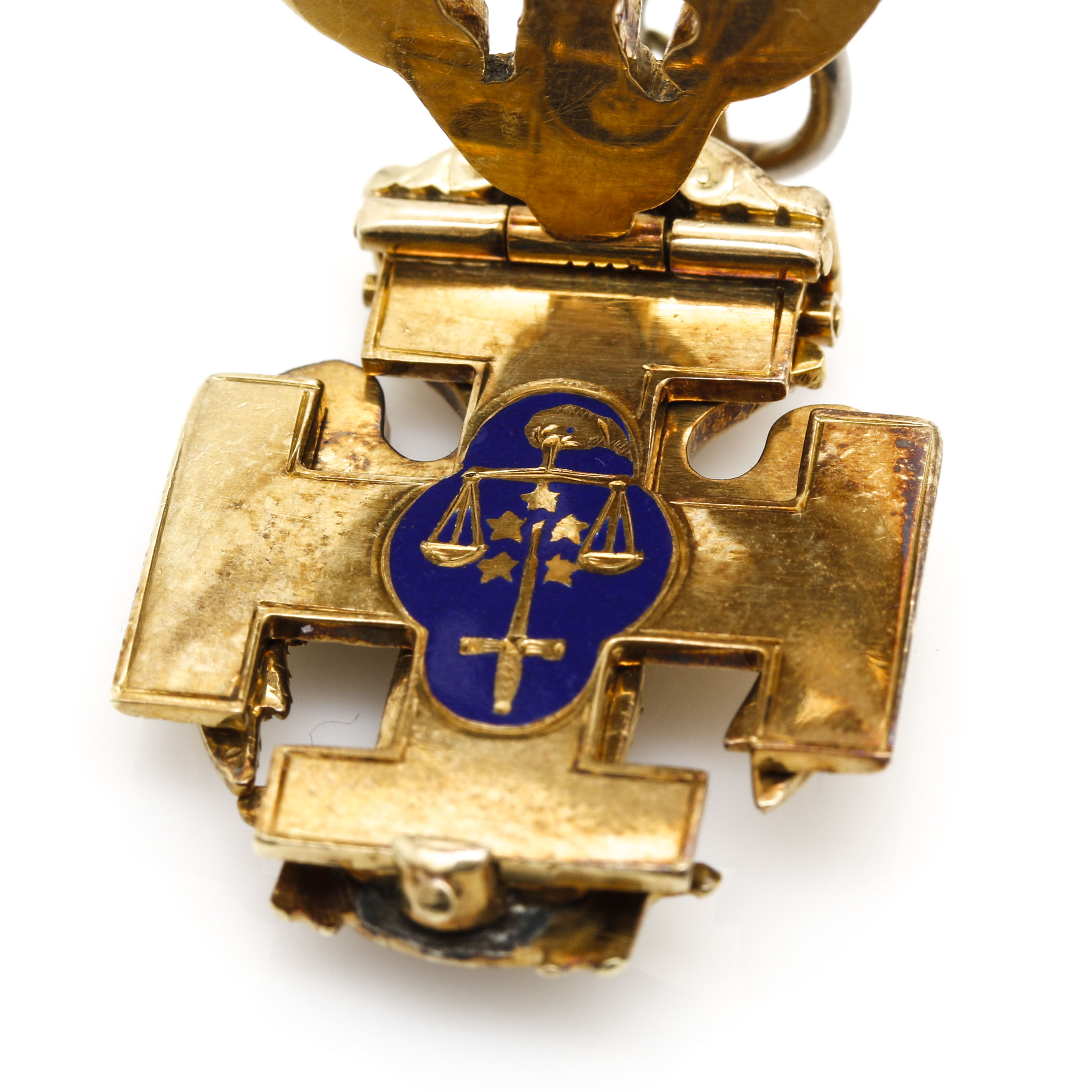 14K Yellow Gold INRI Tri-Fold Masonic 32nd Degree Scottish Rite Rose ...