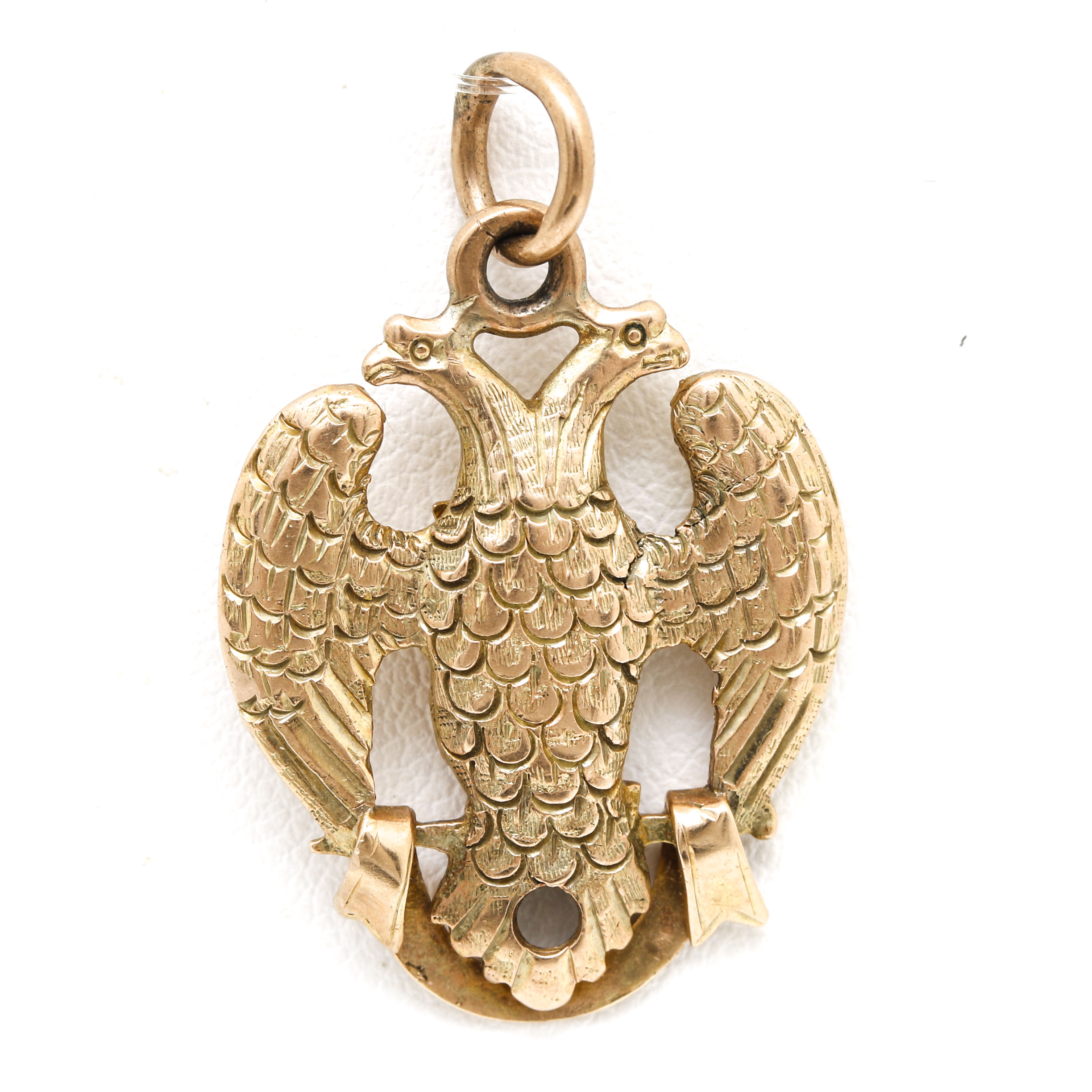 14K Yellow Gold Masonic 32nd Degree Double Headed Eagle Pendant | EBTH