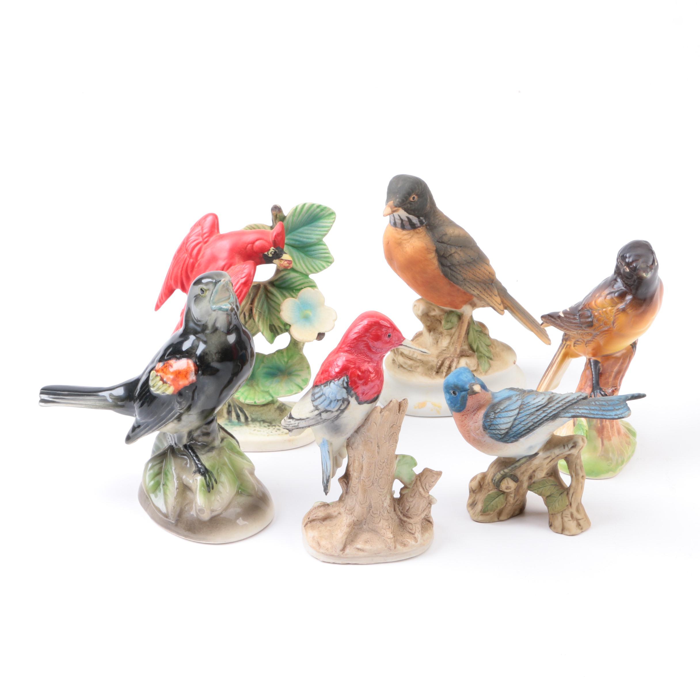 Vintage Porcelain and Ceramic Bird Figurines Including Lefton China and ...