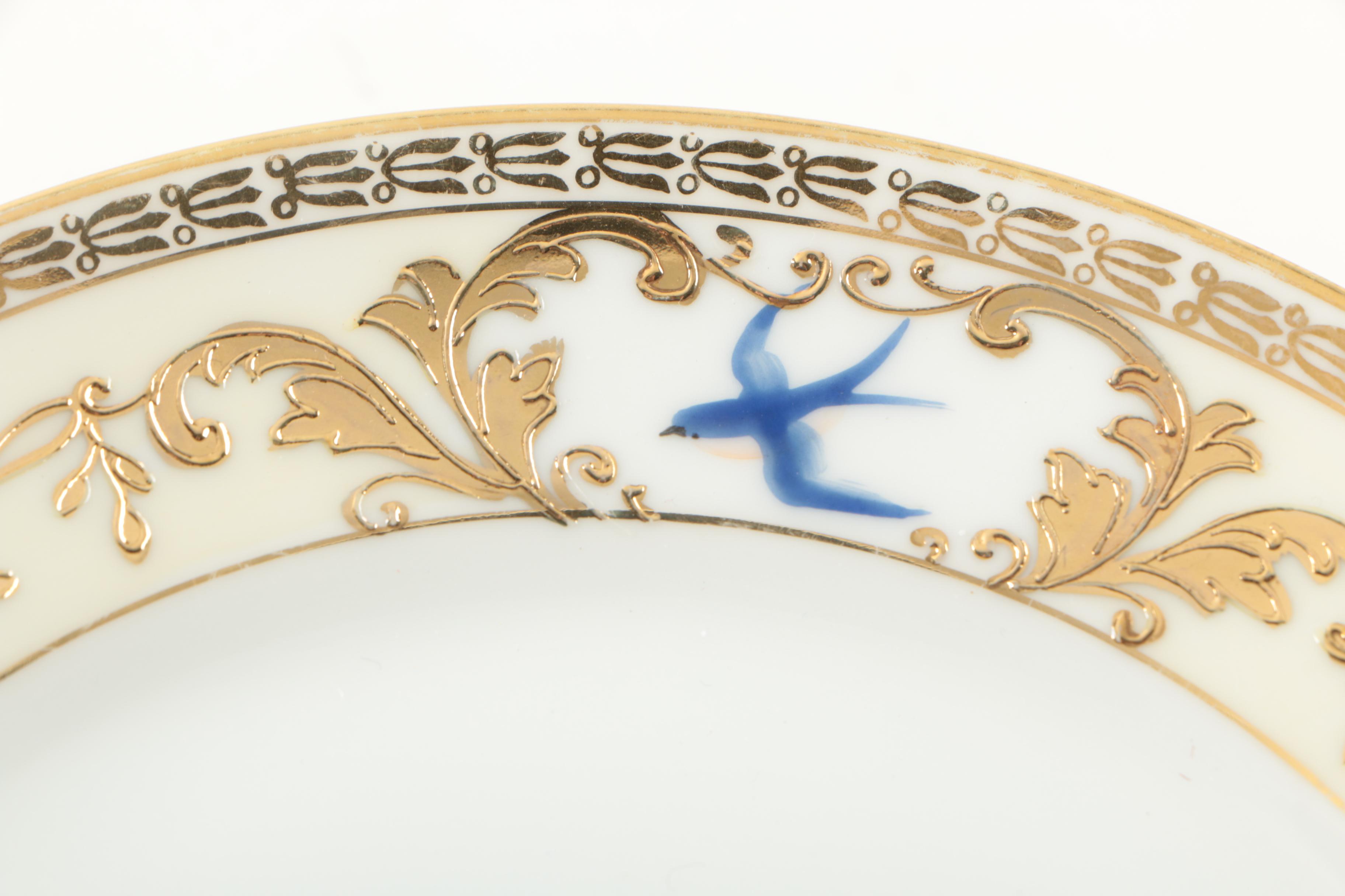 Vintage Noritake Porcelain Tableware with Blue Birds : EBTH