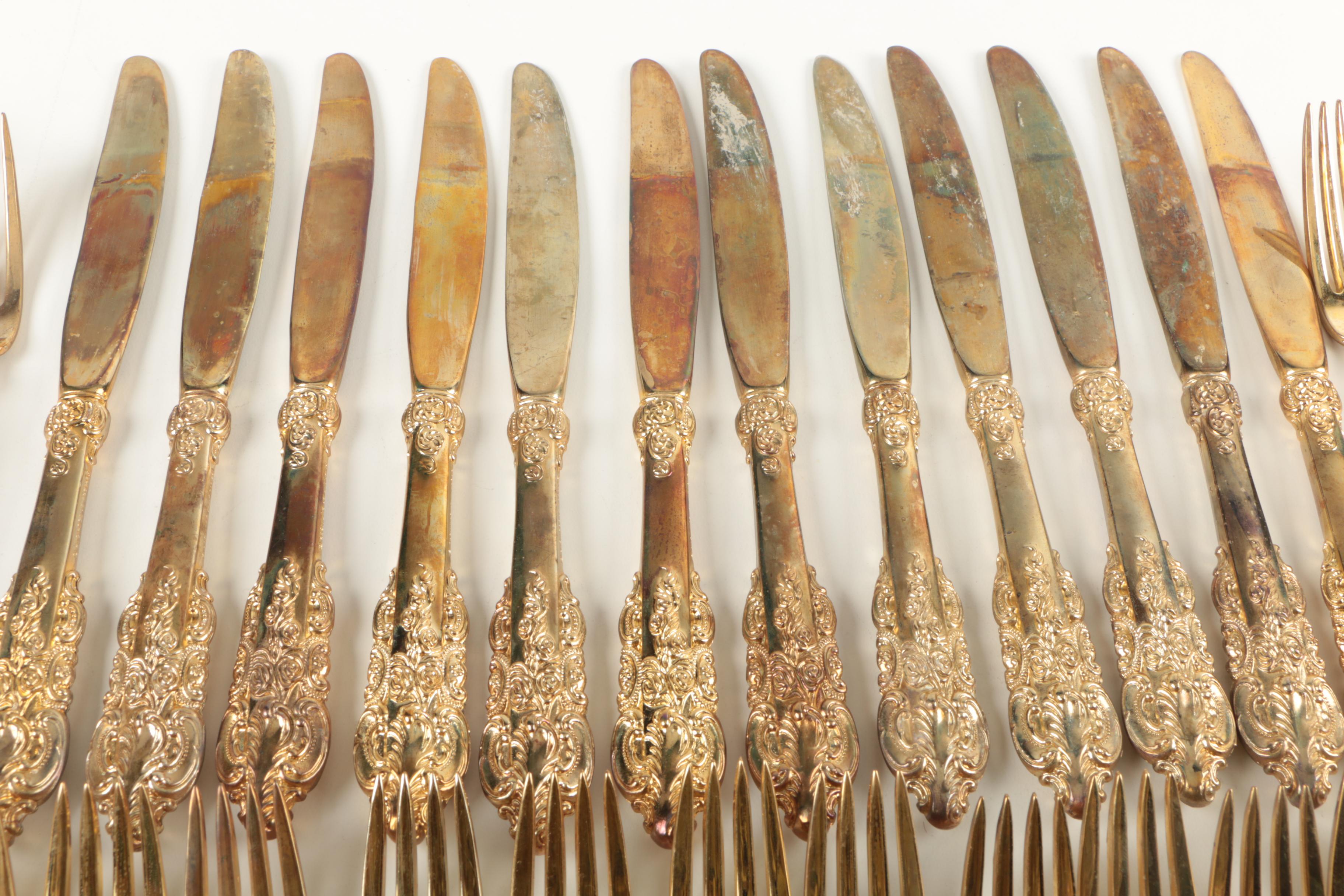 Godinger "Baroque" Gold Electroplate Flatware | EBTH