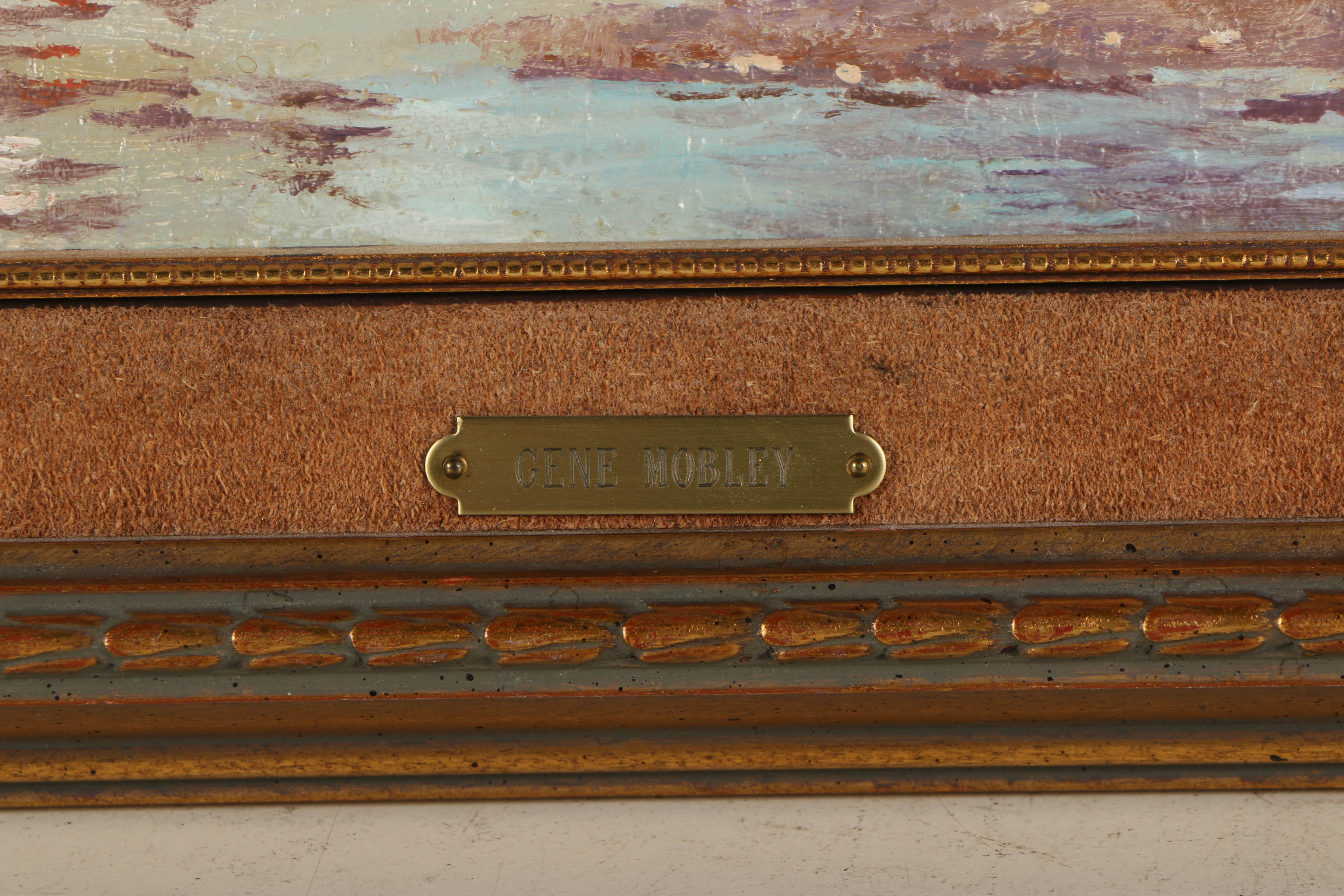 Gene Mobley Oil Painting on Burlap "Indians on Horses, Teepees" | EBTH