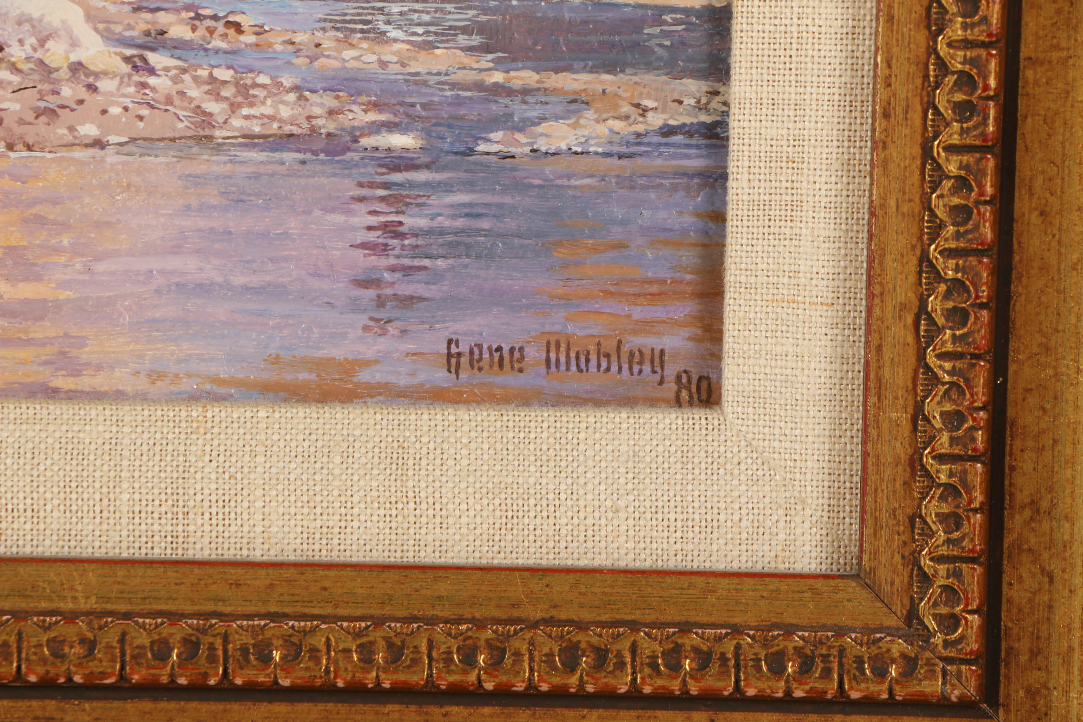 Gene Mobley Oil Painting on Burlap "Indian Family by a River" | EBTH