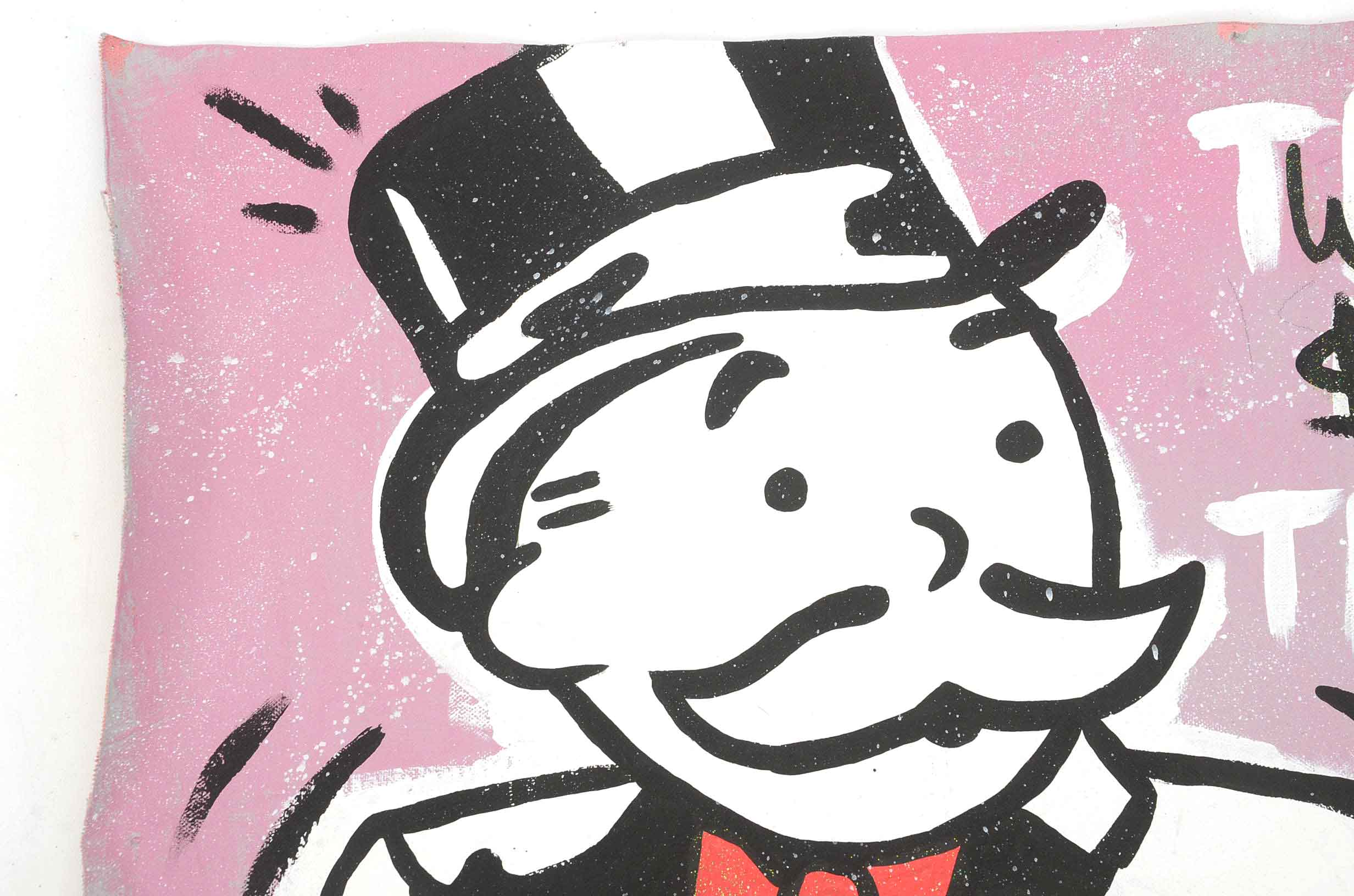 Will $treet Signed Acrylic Painting Monopoly Man with Gun | EBTH