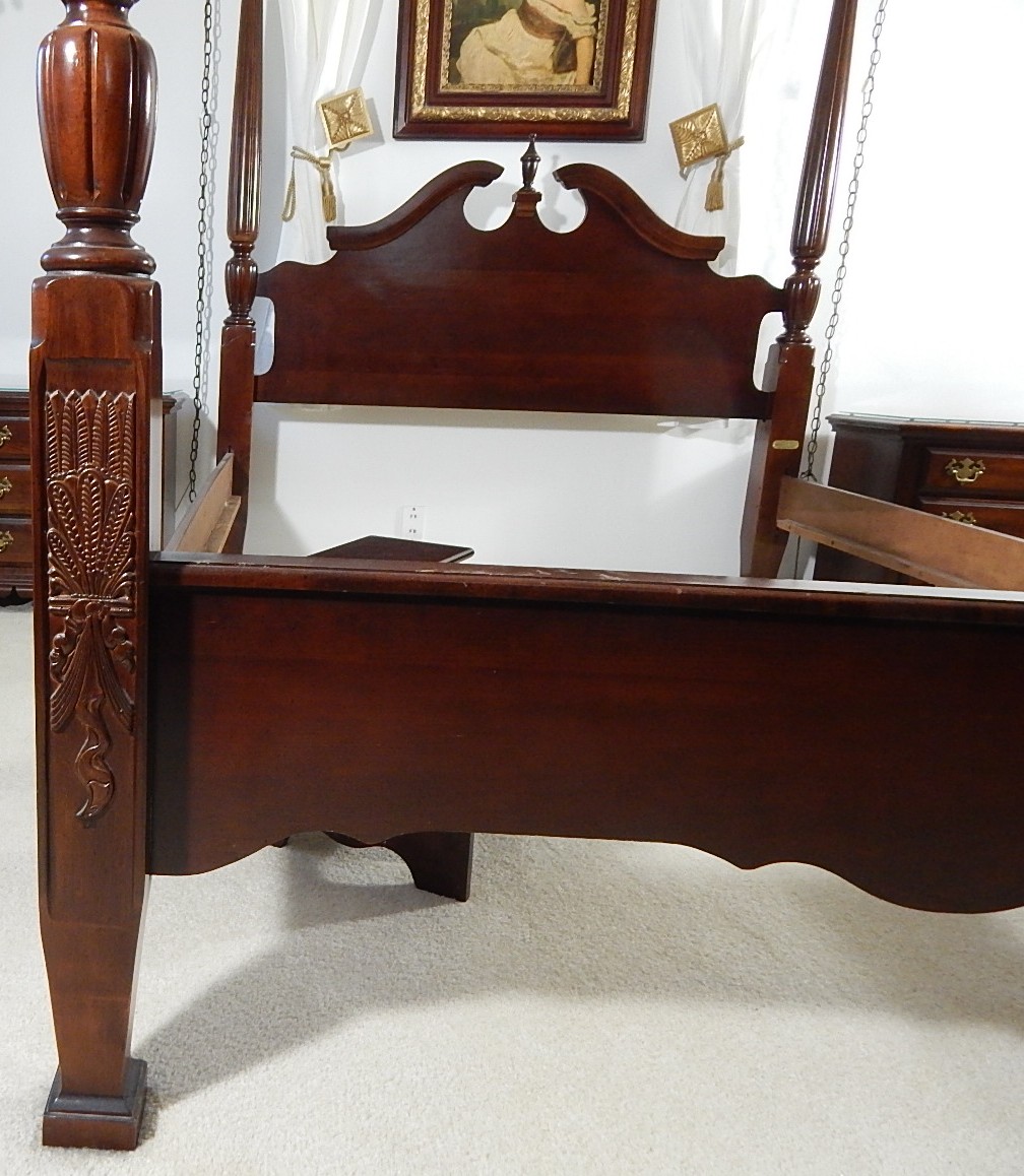 Queen Size Cherry Poster Bed by Cochran with Bed Stairs | EBTH