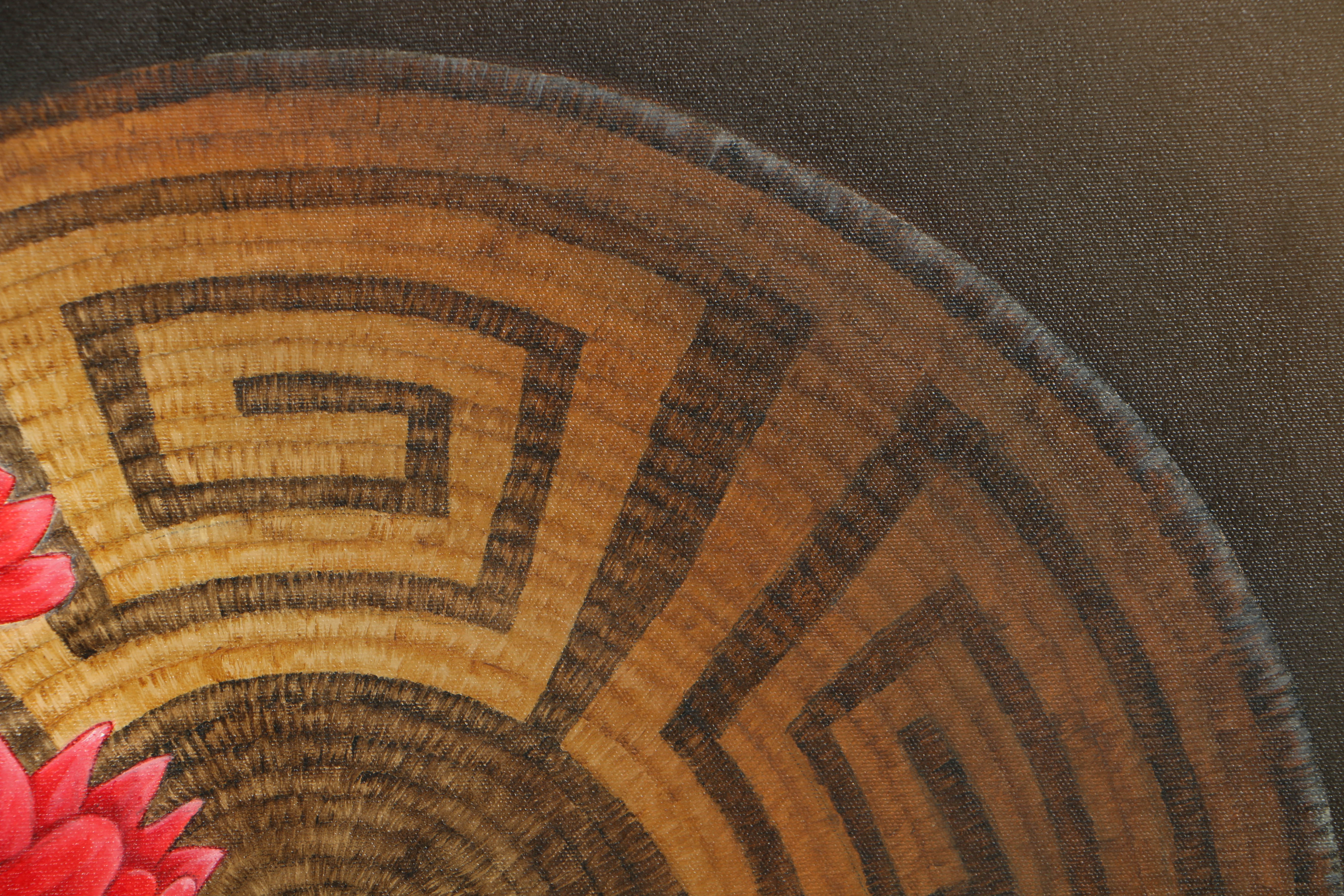 Kay Henderson Oil Painting on Canvas "Red Flowers and Basket" | EBTH