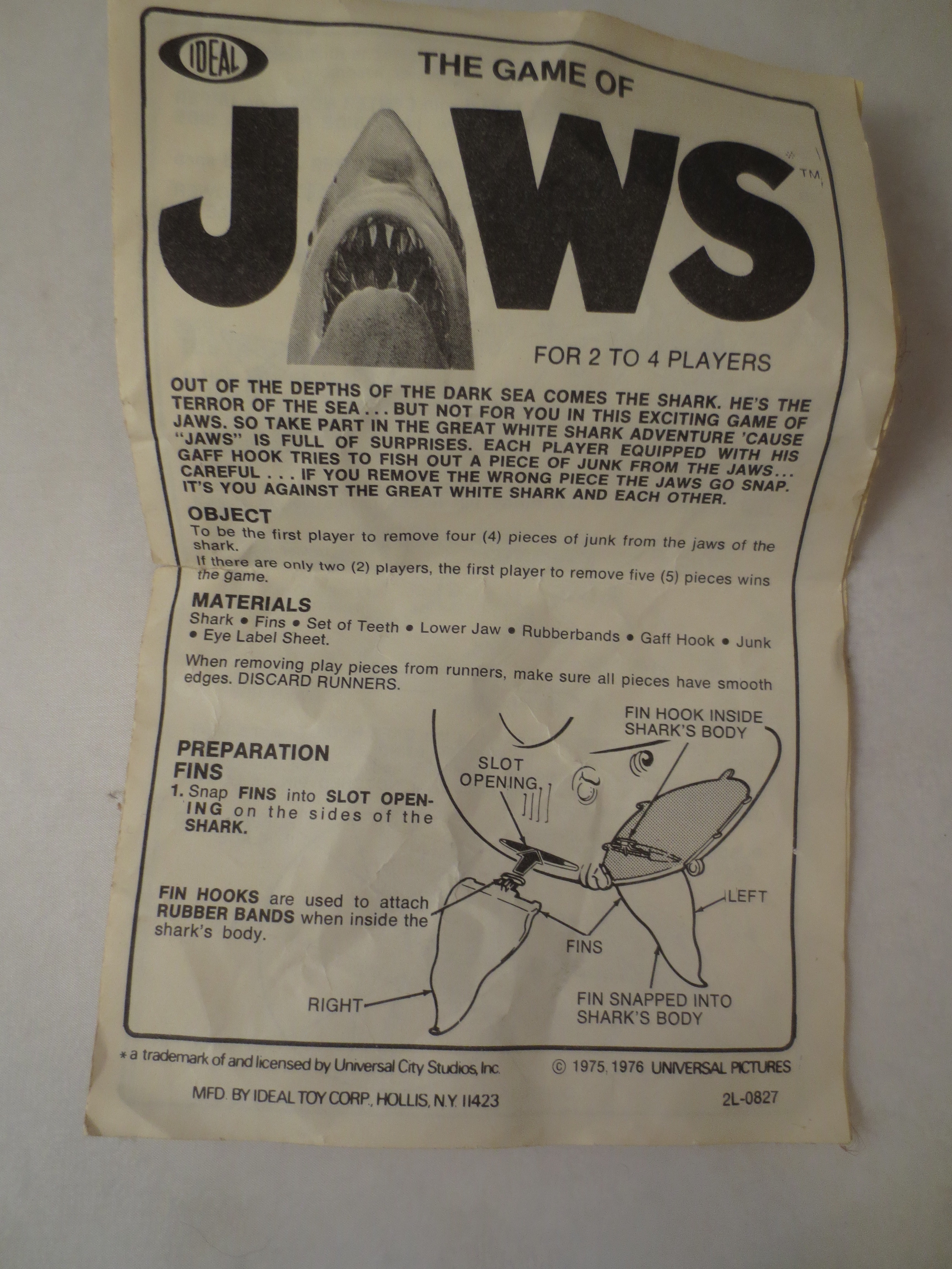 Vintage Ideal "The Game of Jaws" Board Game | EBTH