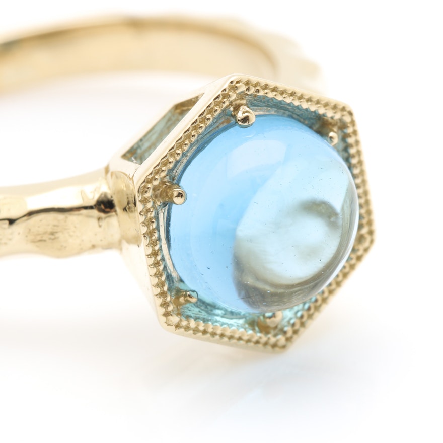 14k Yellow Gold Blue Topaz Ring Ebth