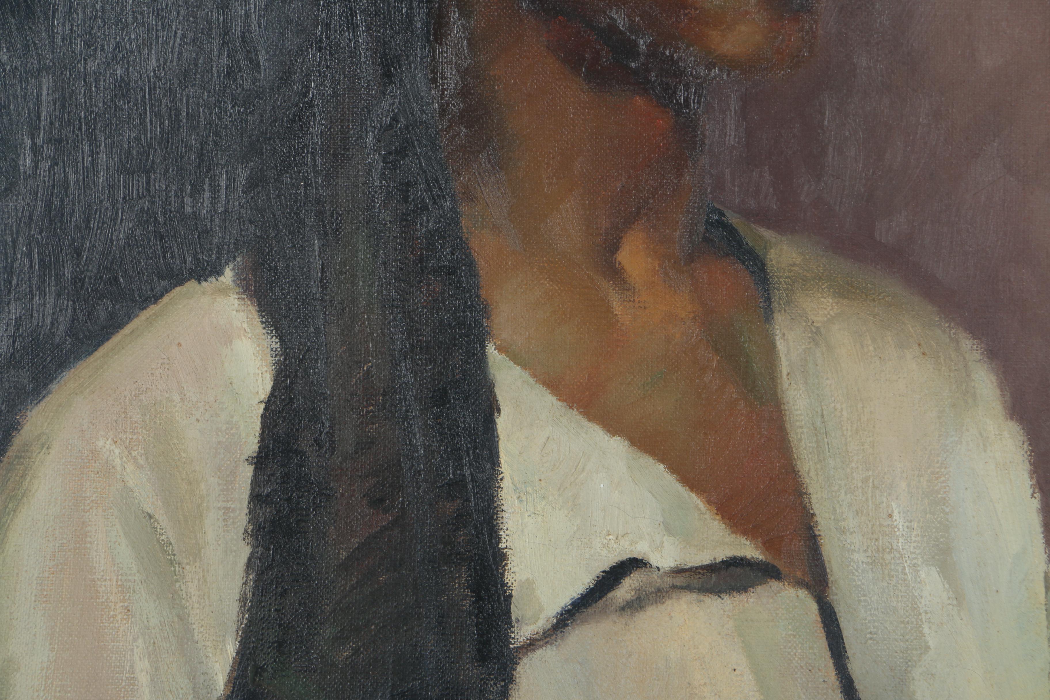 Ann Louise Snider Oil Painting on Canvas of a Man Holding a Teapot | EBTH